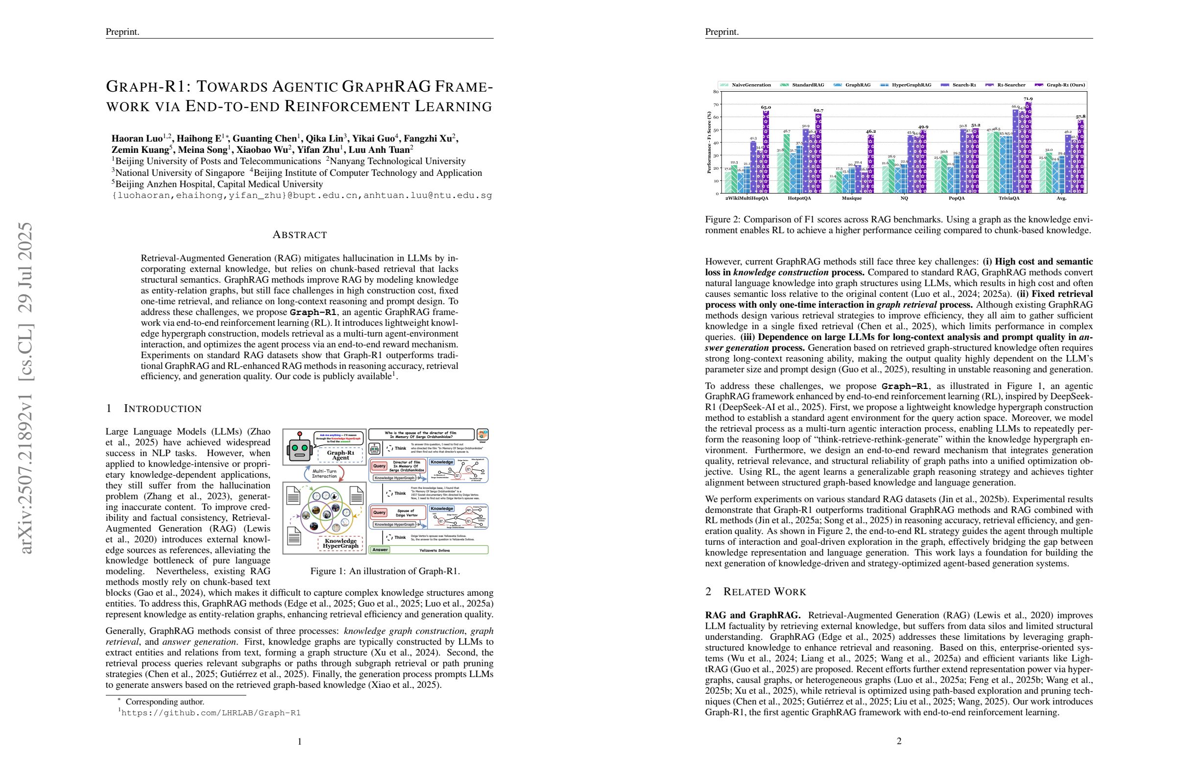 Graph-R1: Towards Agentic GraphRAG Framework via End-to-end Reinforcement Learning