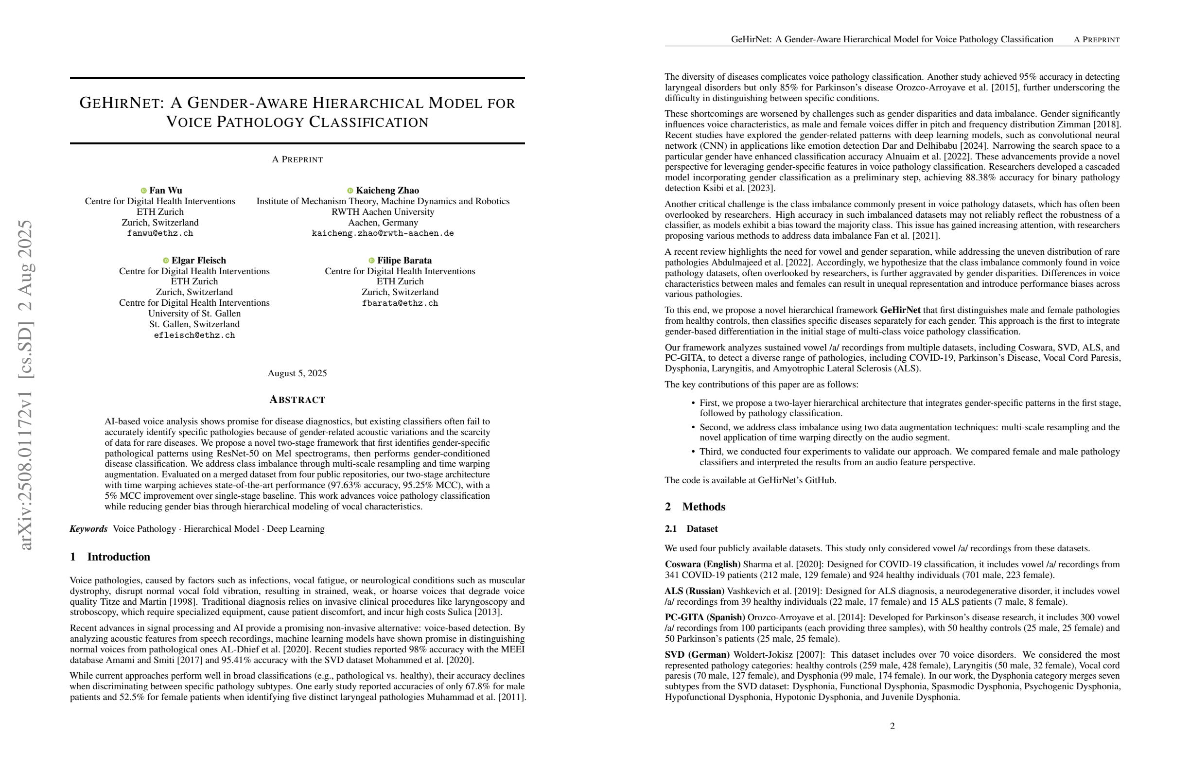 GeHirNet: A Gender-Aware Hierarchical Model for Voice Pathology ...