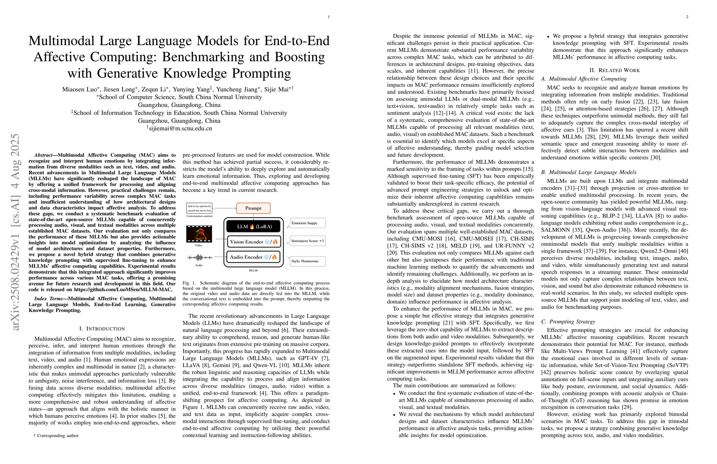 Multimodal Large Language Models for End-to-End Affective Computing: Benchmarking and Boosting ...
