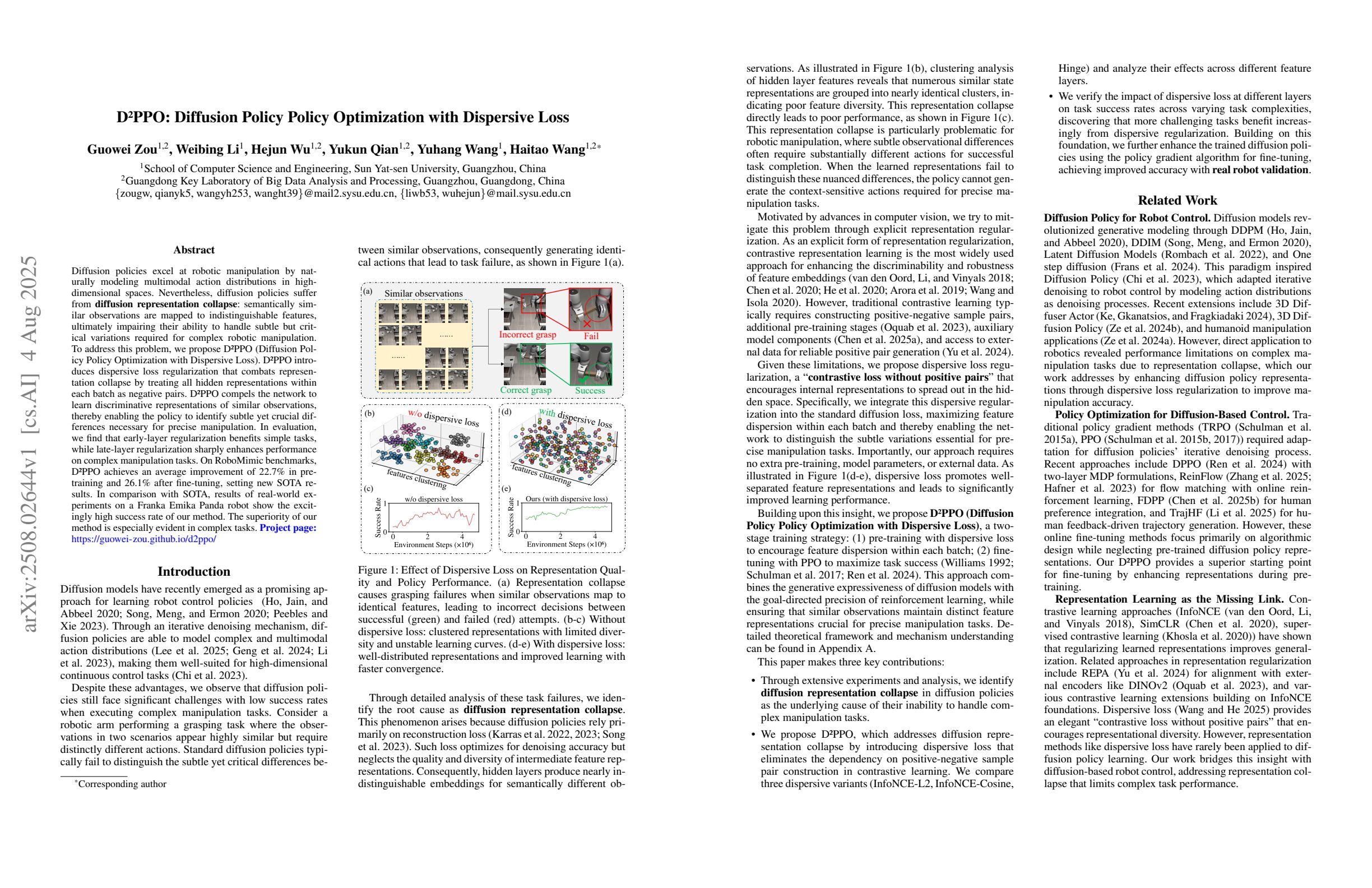D2PPO: Diffusion Policy Policy Optimization with Dispersive Loss