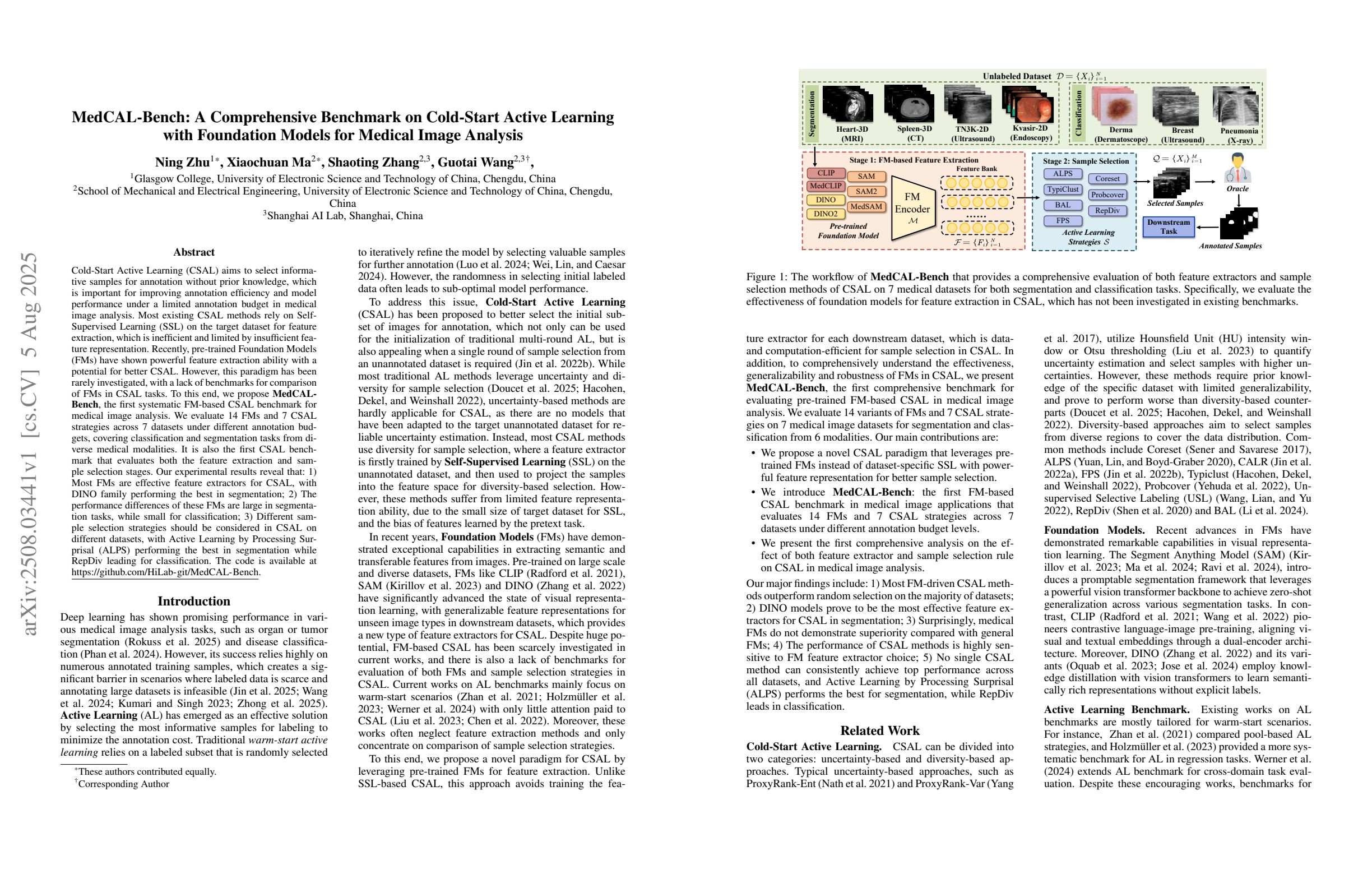 MedCAL-Bench: A Comprehensive Benchmark on Cold-Start Active Learning ...