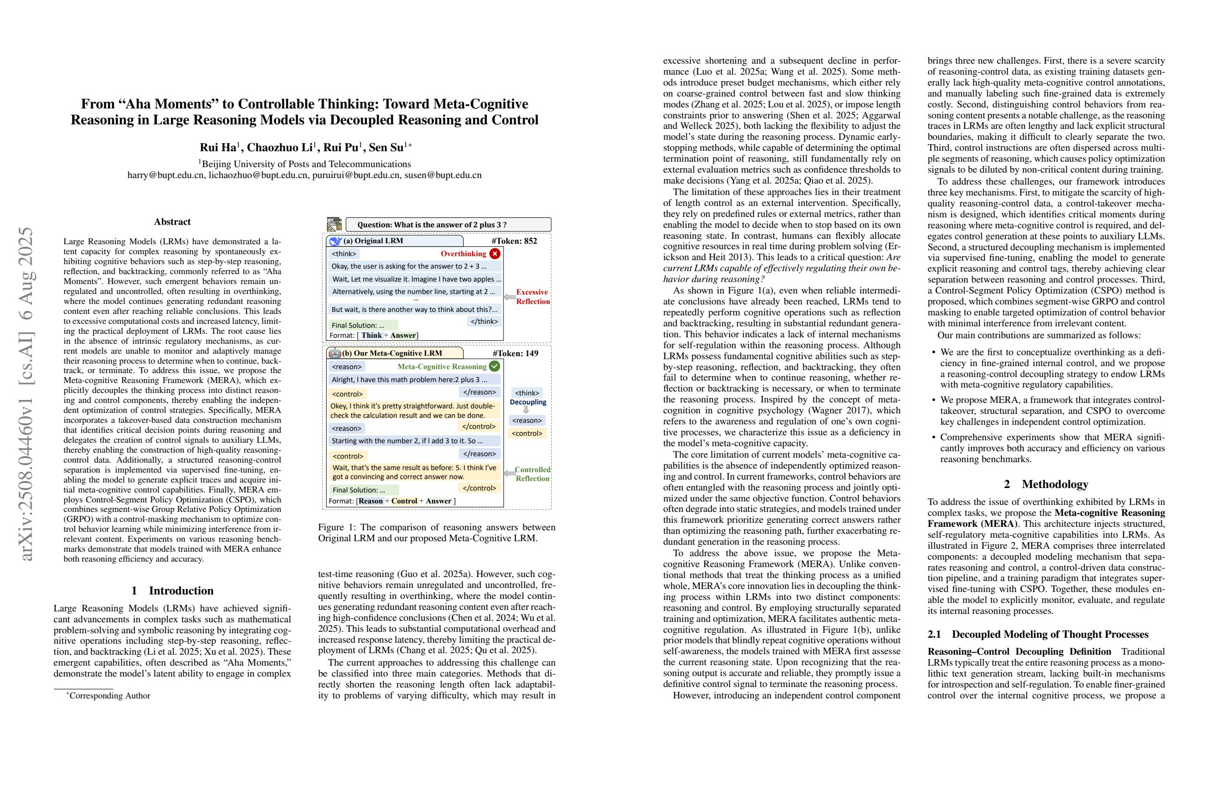 From "Aha Moments" to Controllable Thinking: Toward Meta-Cognitive ...