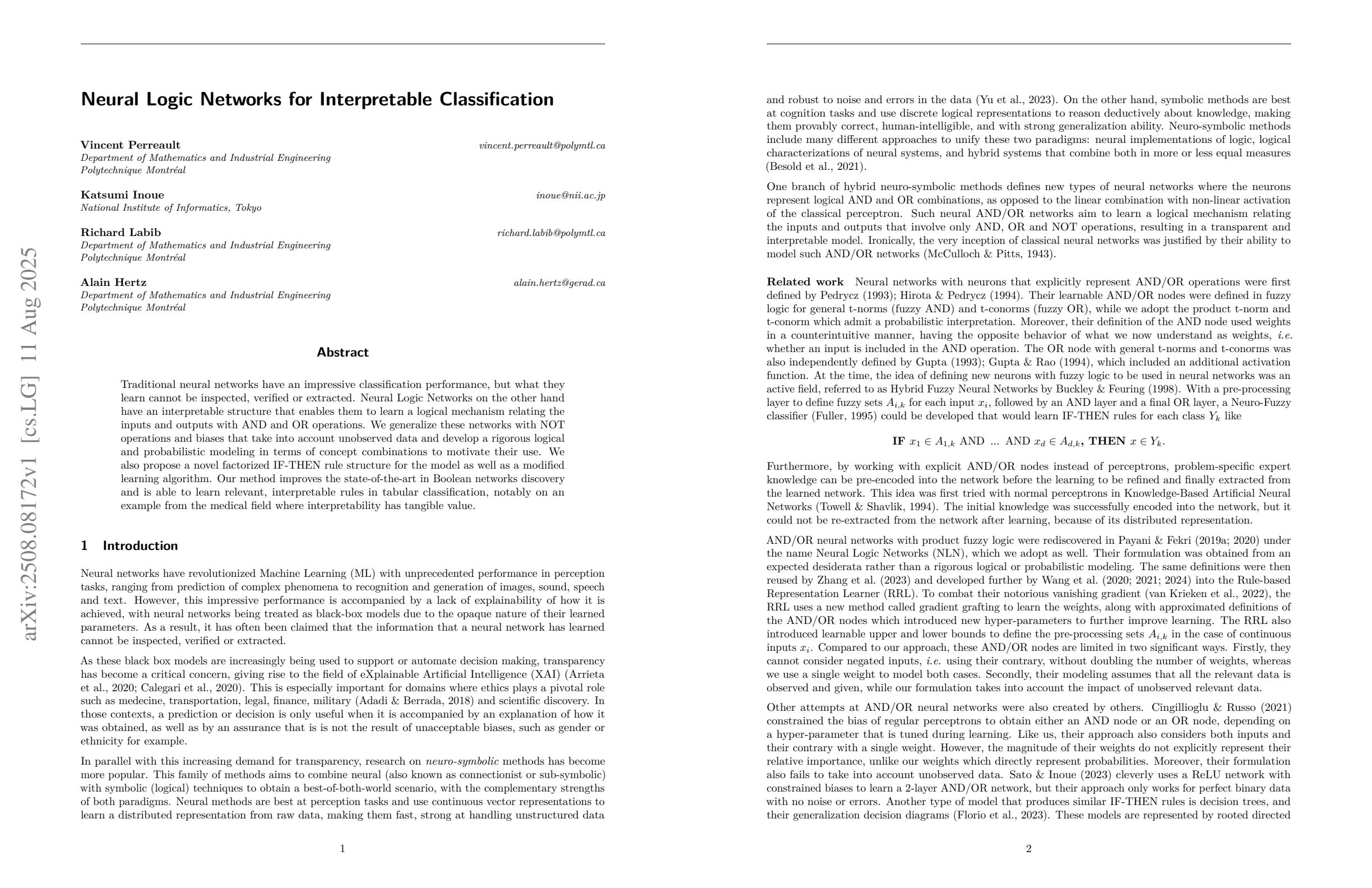 Neural Logic Networks for Interpretable Classification