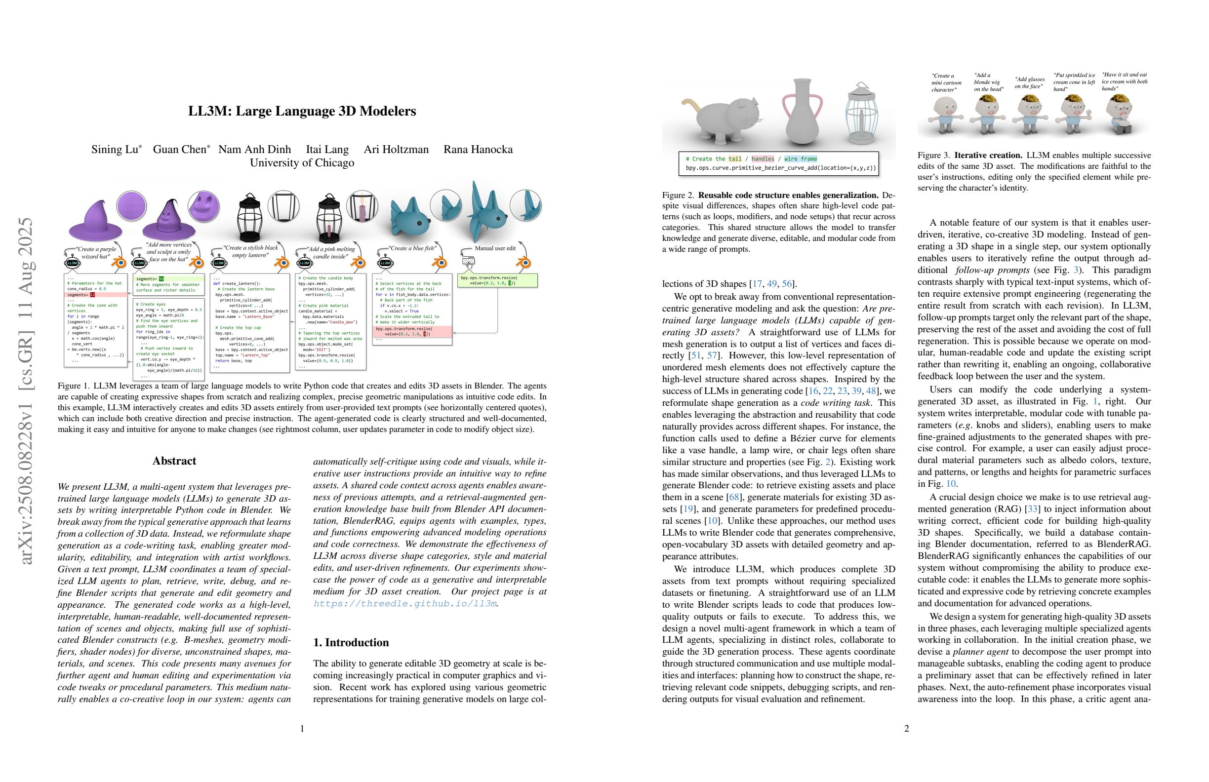LL3M: Large Language 3D Modelers
