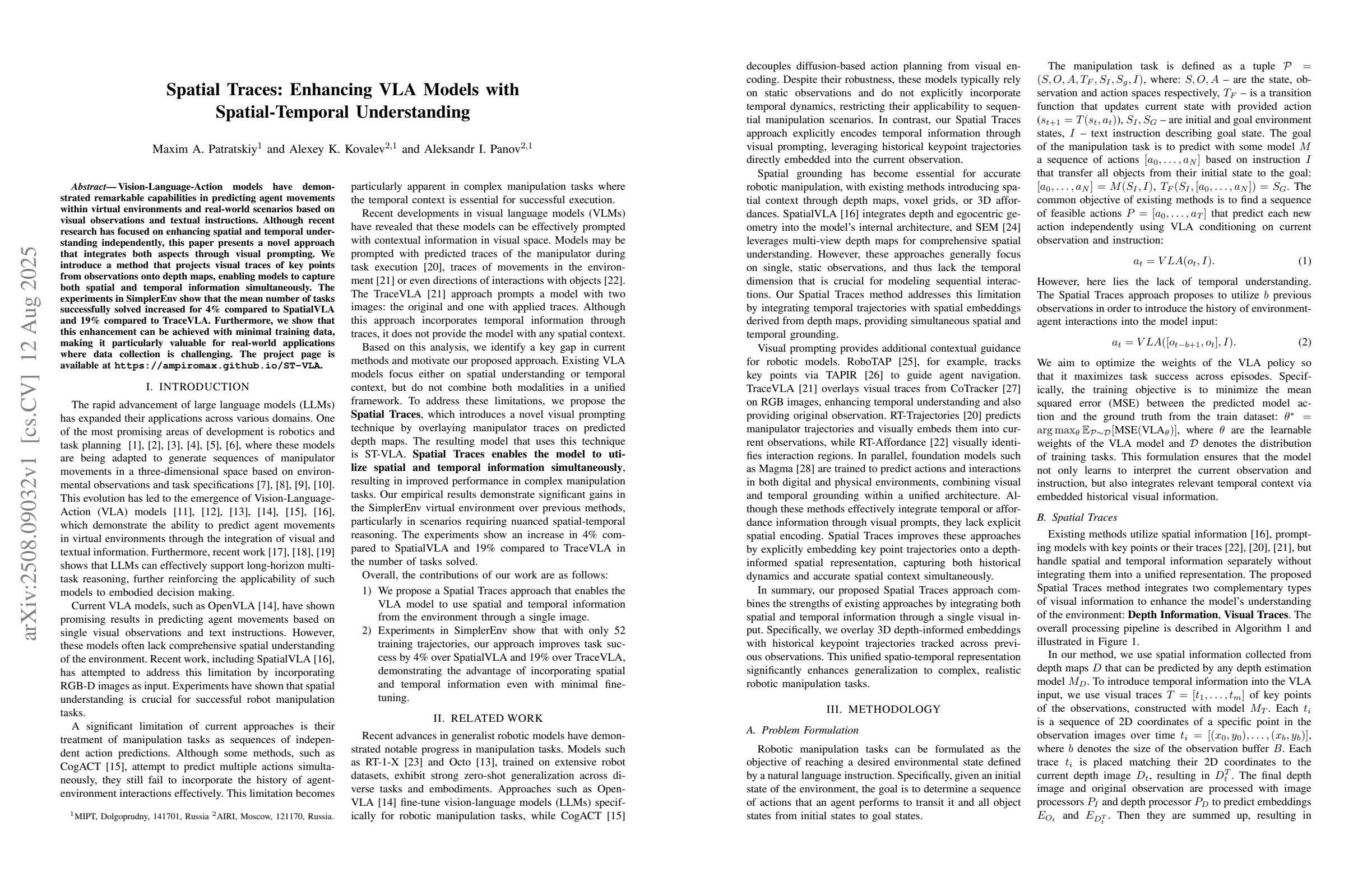 Spatial Traces: Enhancing VLA Models with Spatial-Temporal Understanding