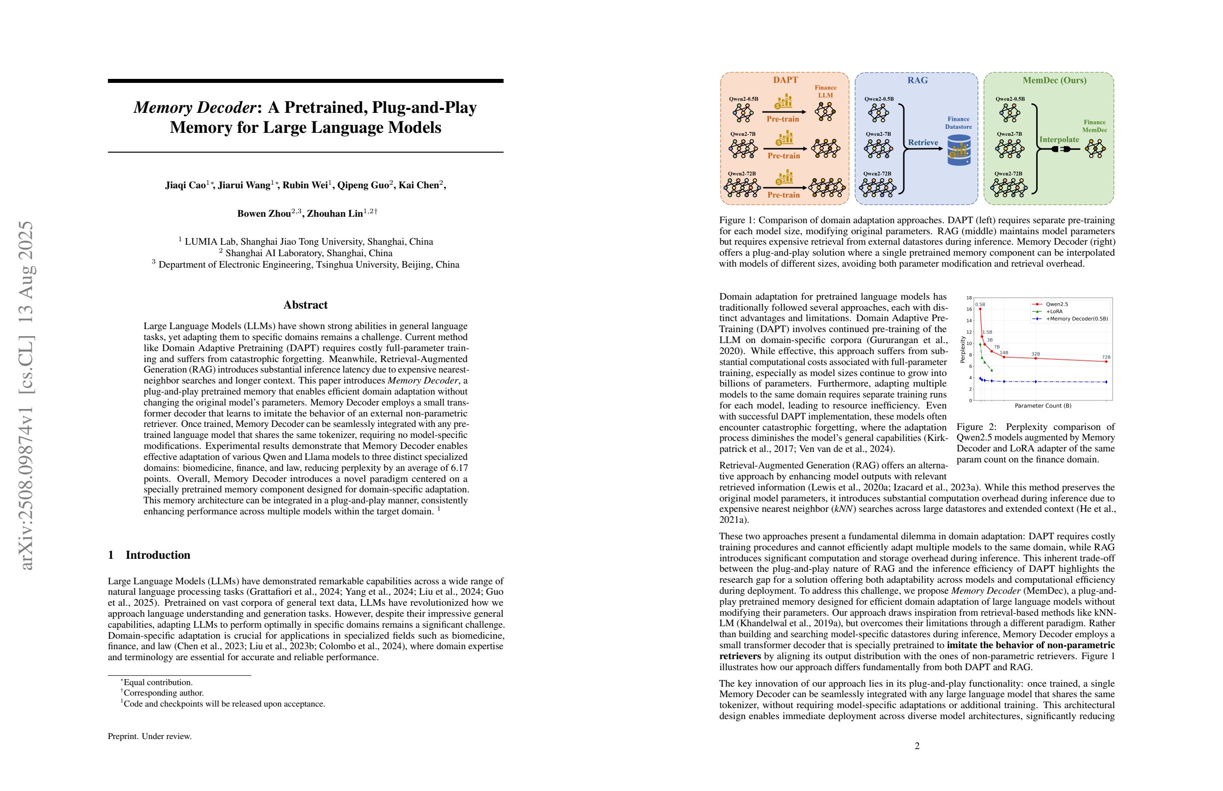Memory Decoder: A Pretrained, Plug-and-Play Memory for Large Language Models