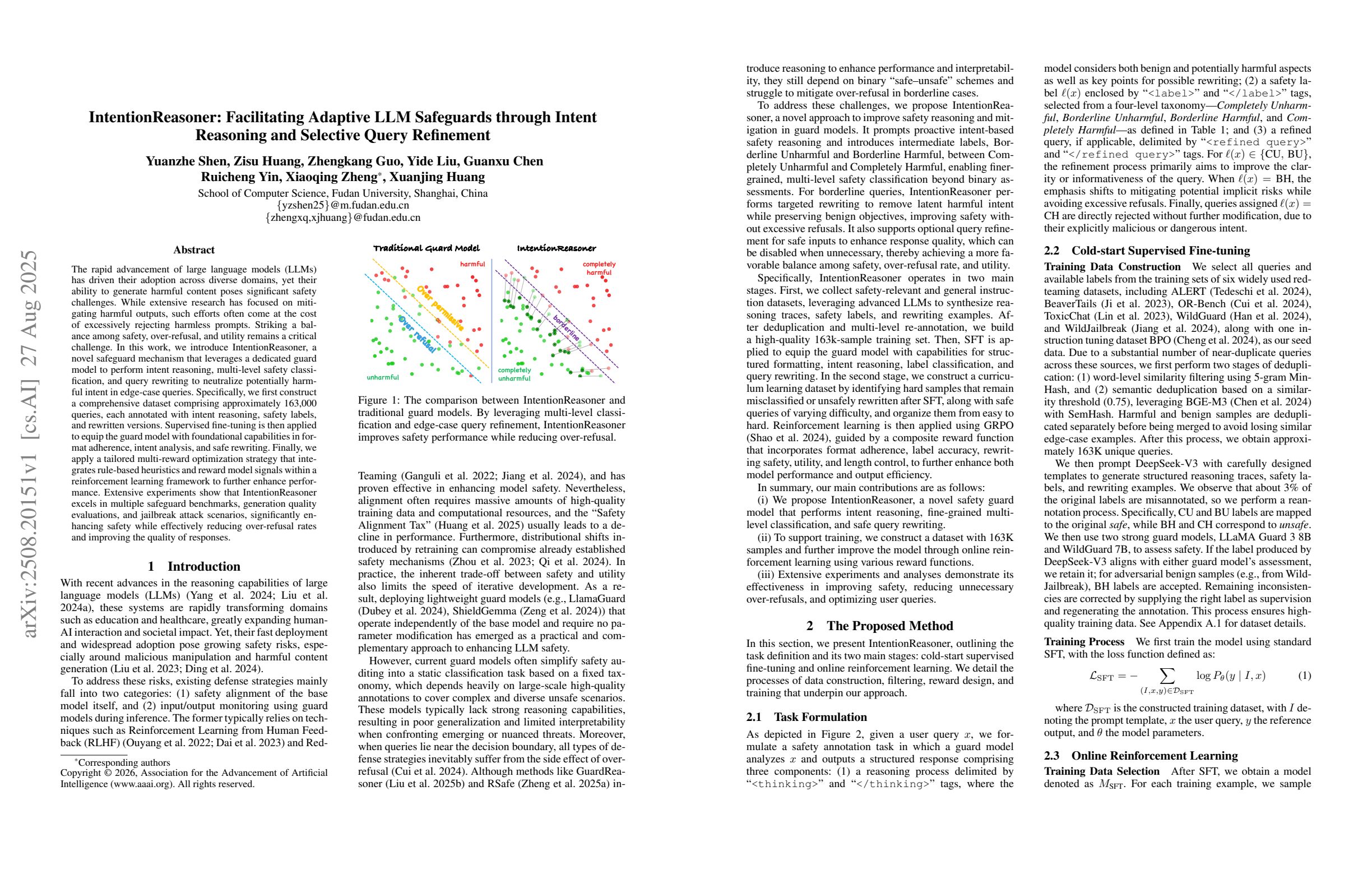 IntentionReasoner: Facilitating Adaptive LLM Safeguards through Intent ...