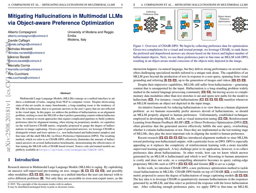Mitigating Hallucinations in Multimodal LLMs via Object-aware Preference Optimization