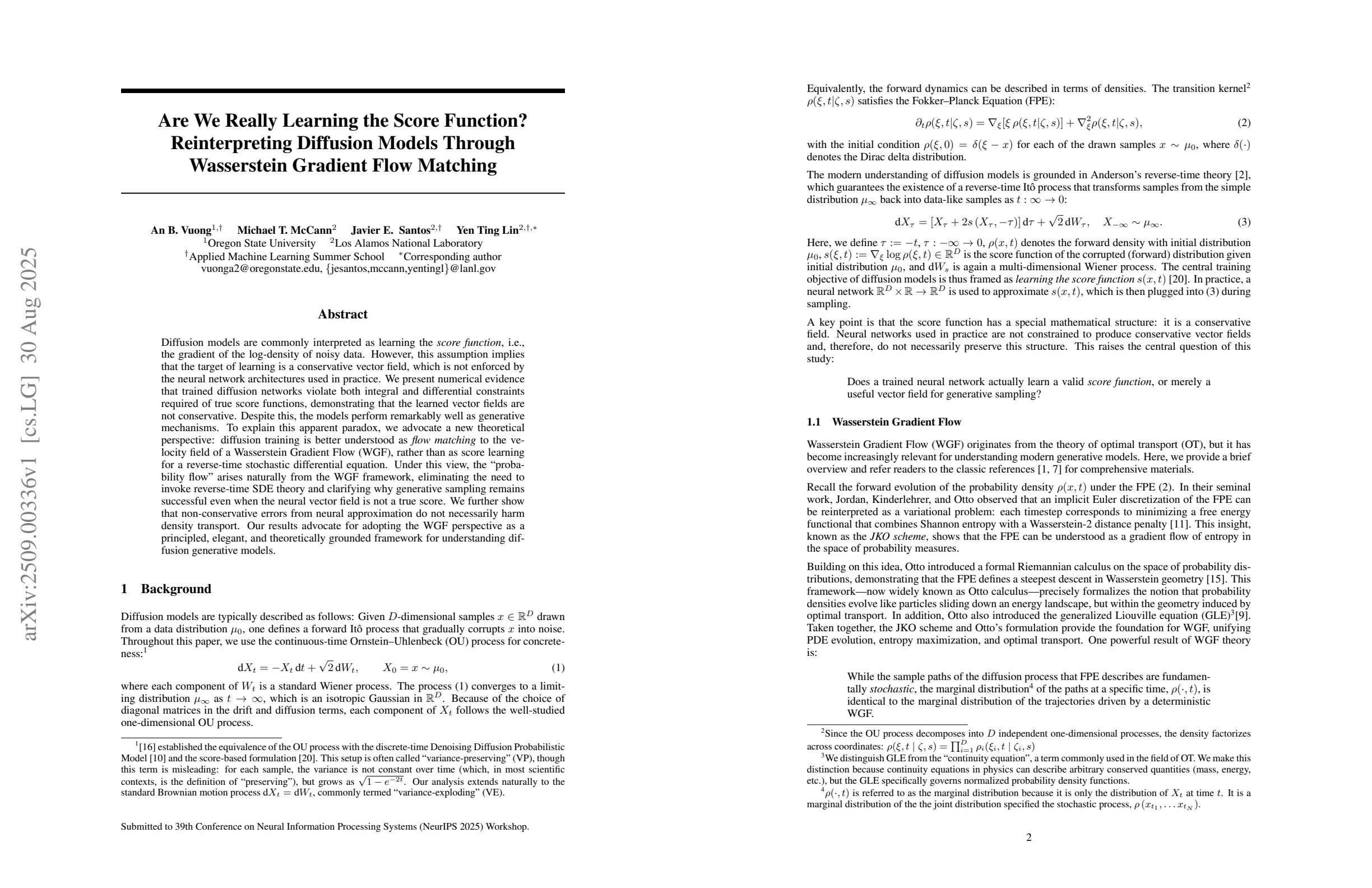 Are We Really Learning the Score Function? Reinterpreting Diffusion Models Through Wasserstein ...