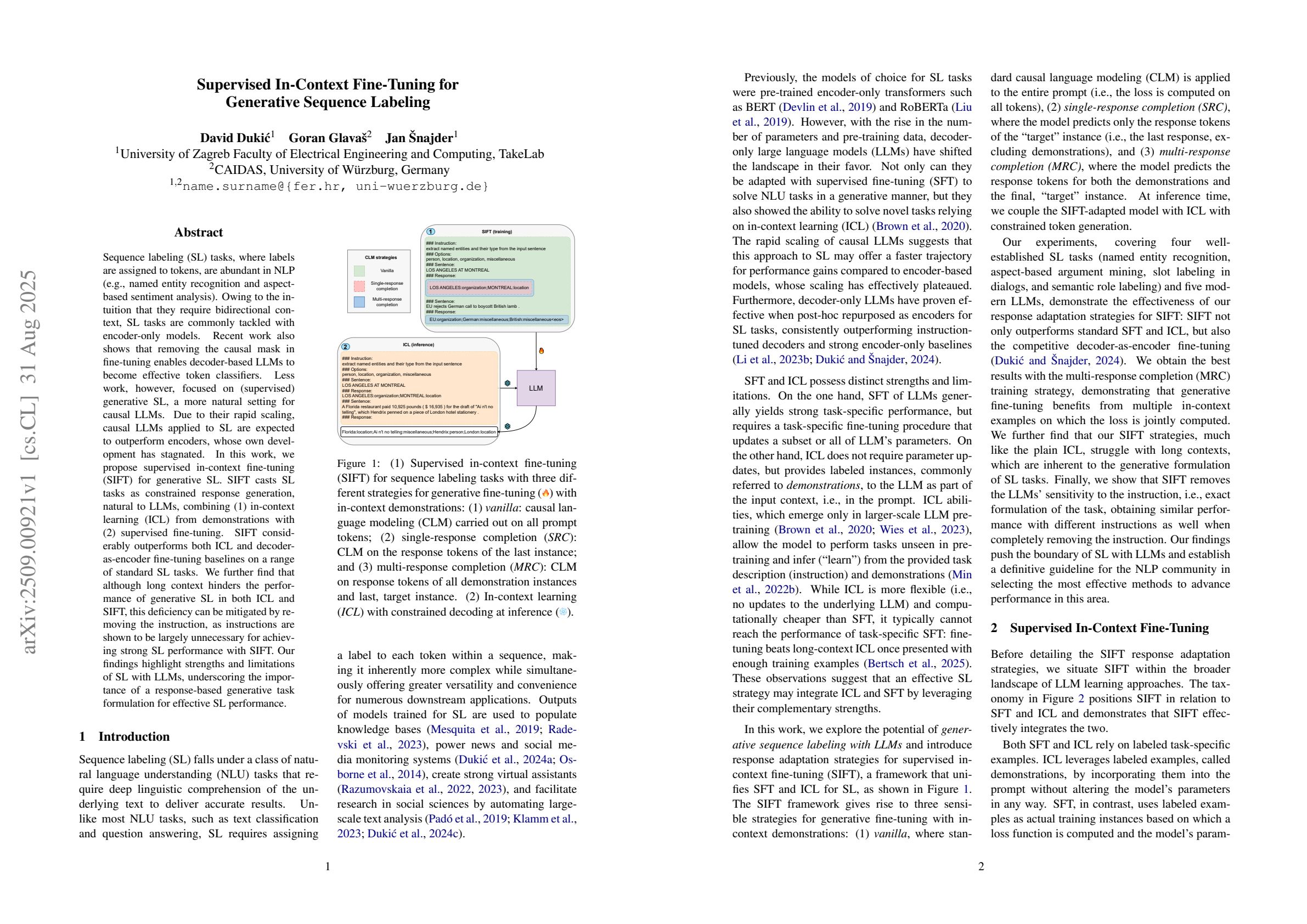 Supervised In-Context Fine-Tuning for Generative Sequence Labeling