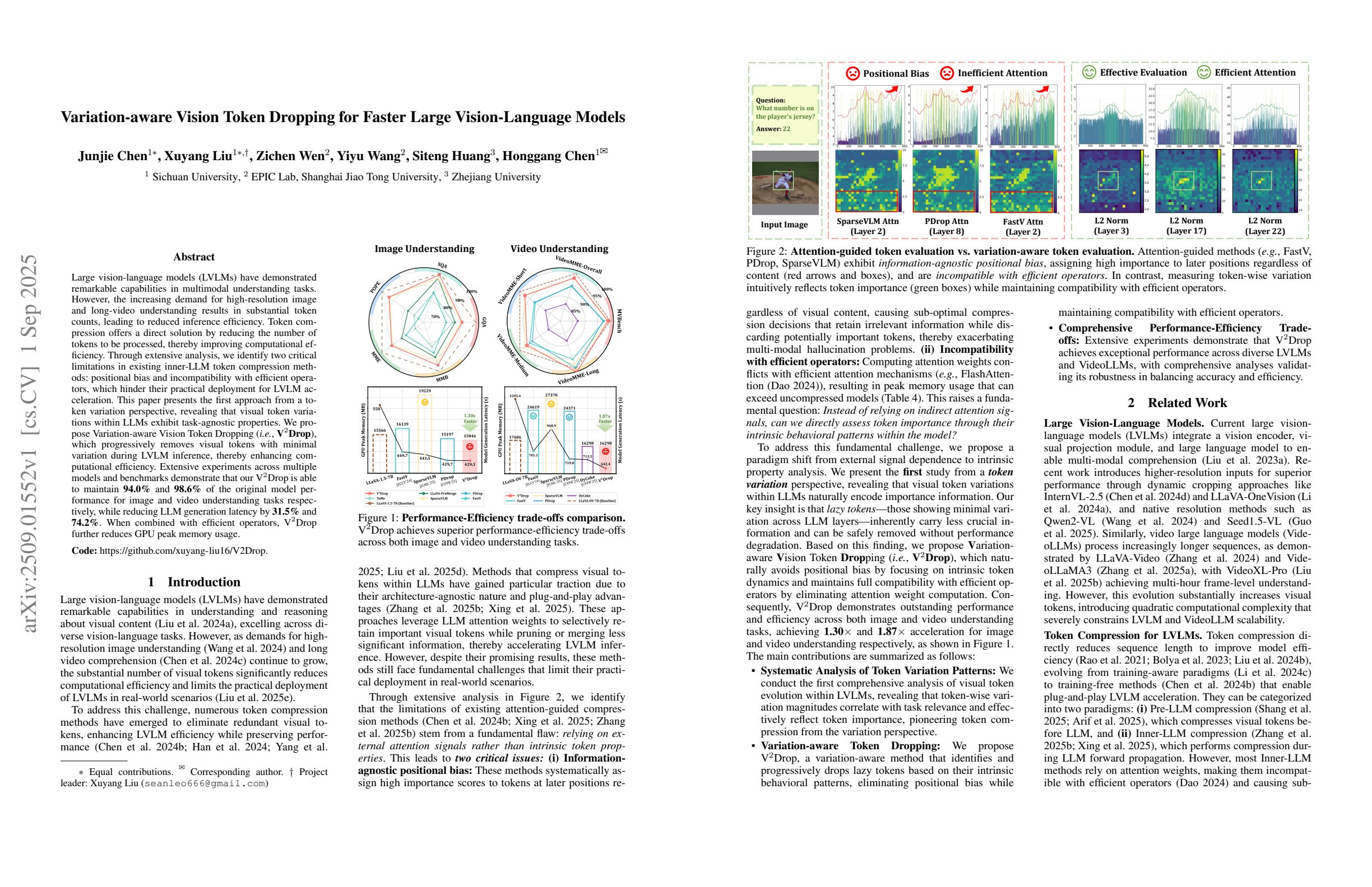 Variation-aware Vision Token Dropping for Faster Large Vision-Language Models