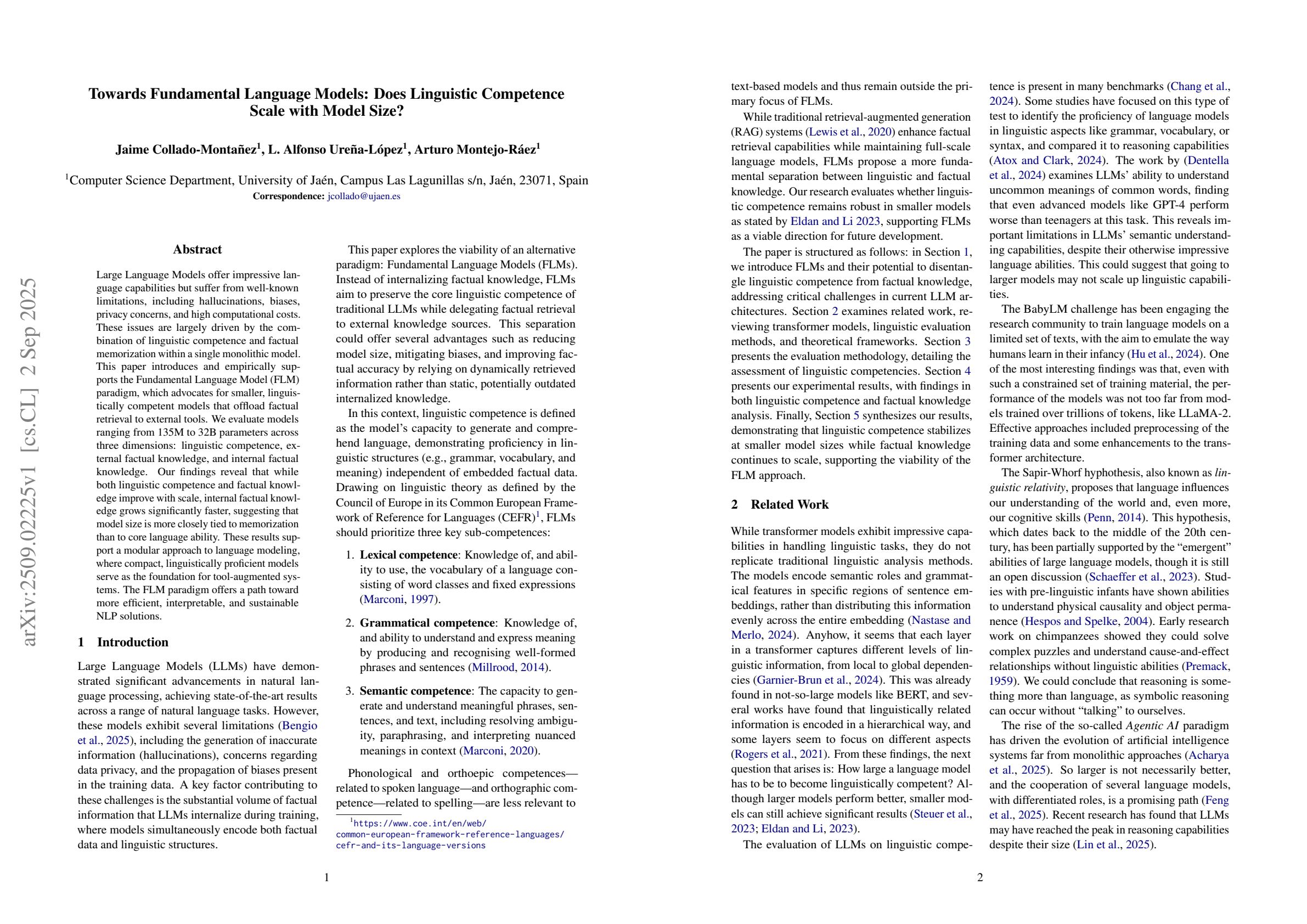 Towards Fundamental Language Models: Does Linguistic Competence Scale ...