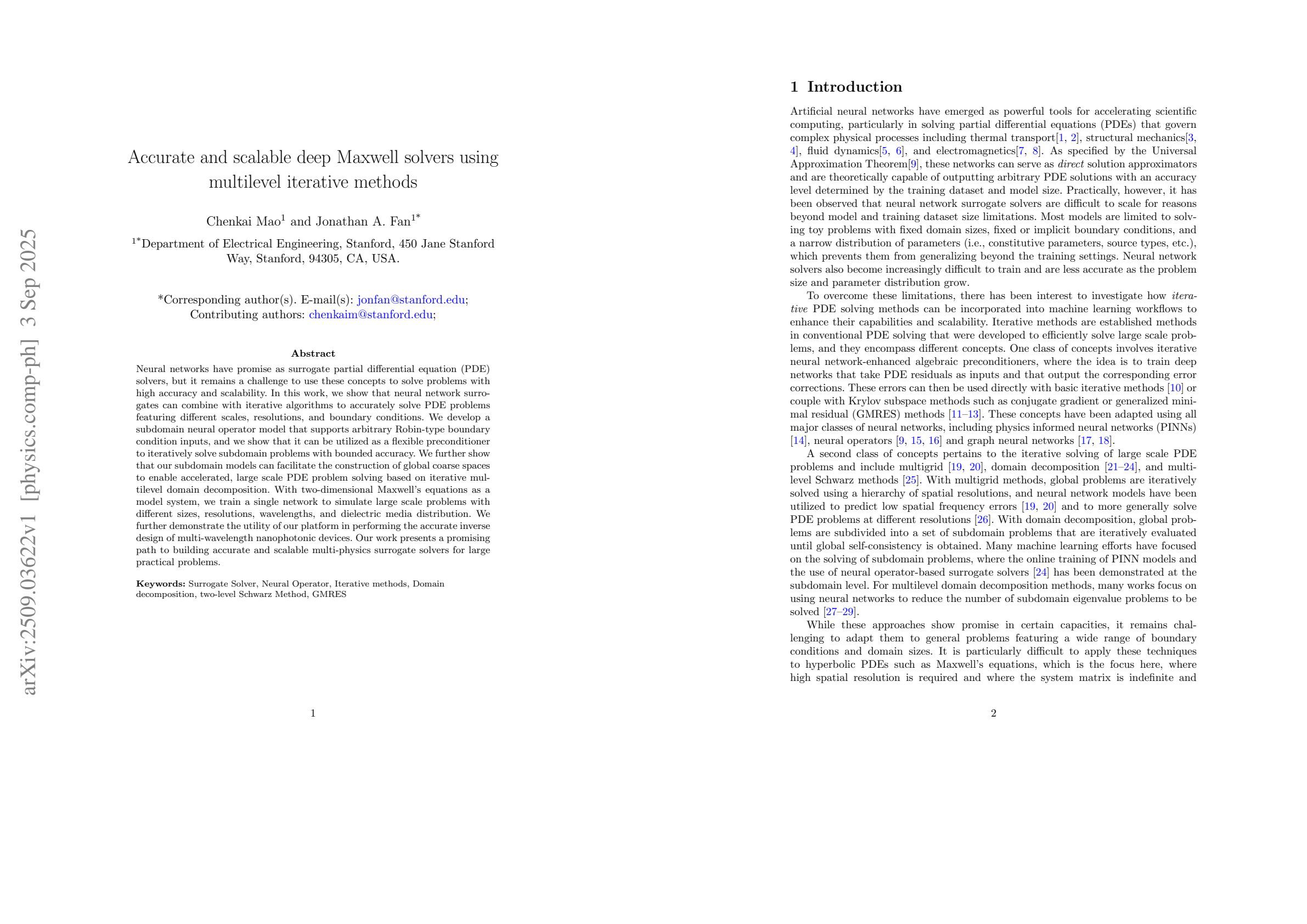 Accurate and scalable deep Maxwell solvers using multilevel iterative methods