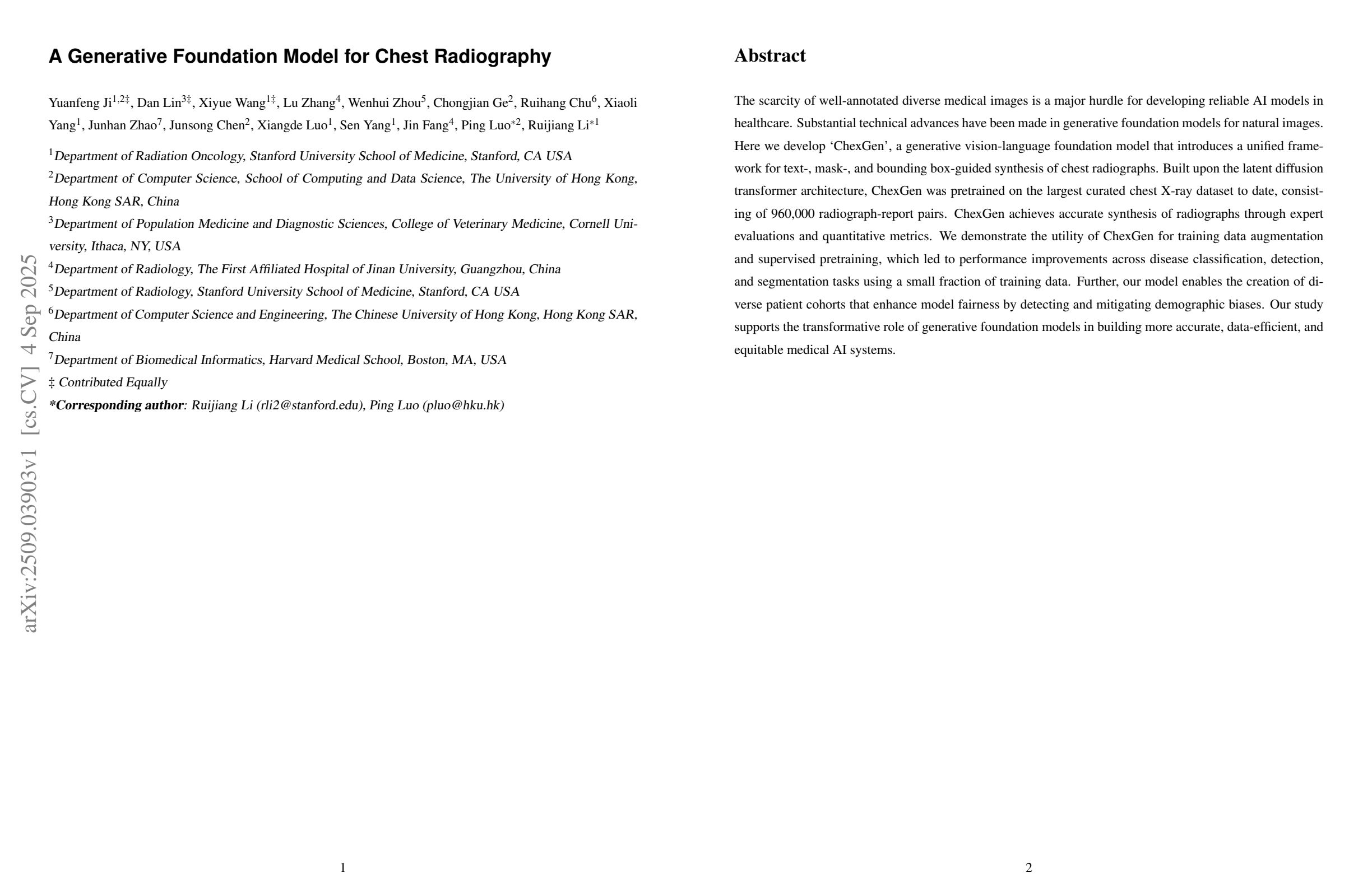 A Generative Foundation Model for Chest Radiography