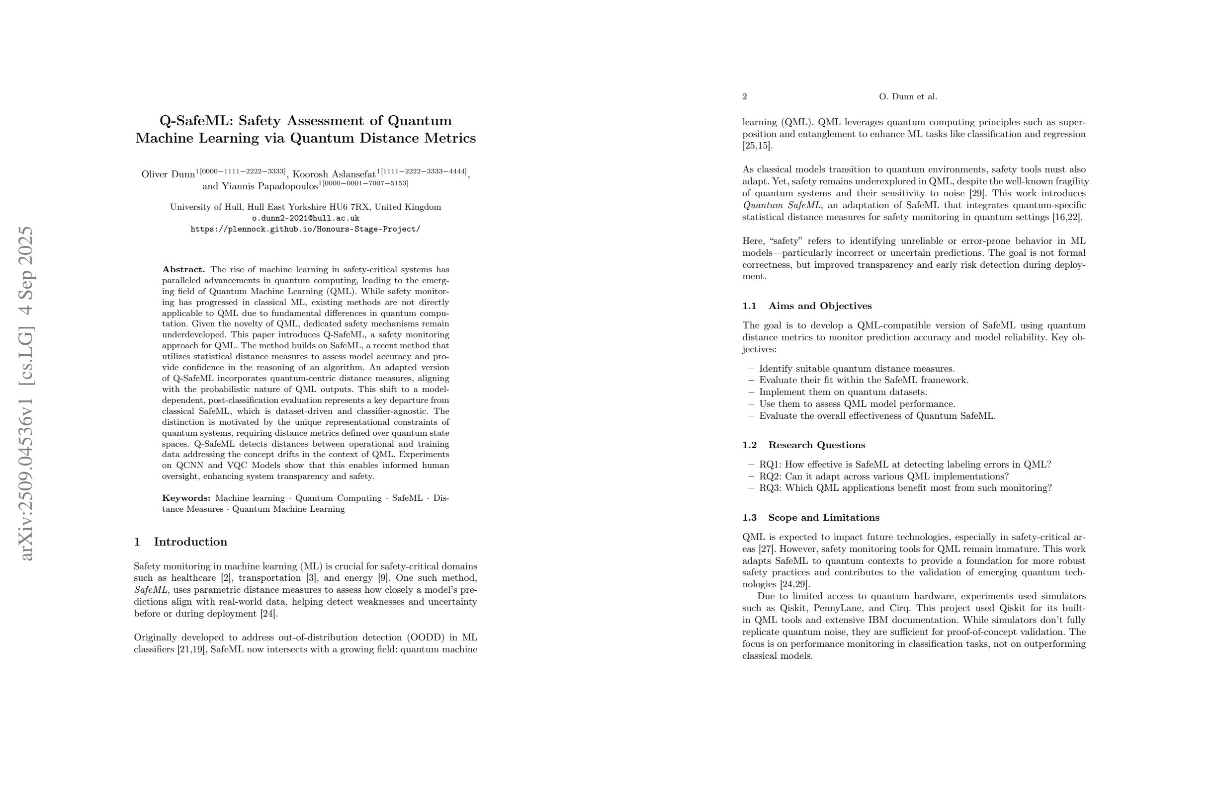 Q-SafeML: Safety Assessment of Quantum Machine Learning via Quantum ...