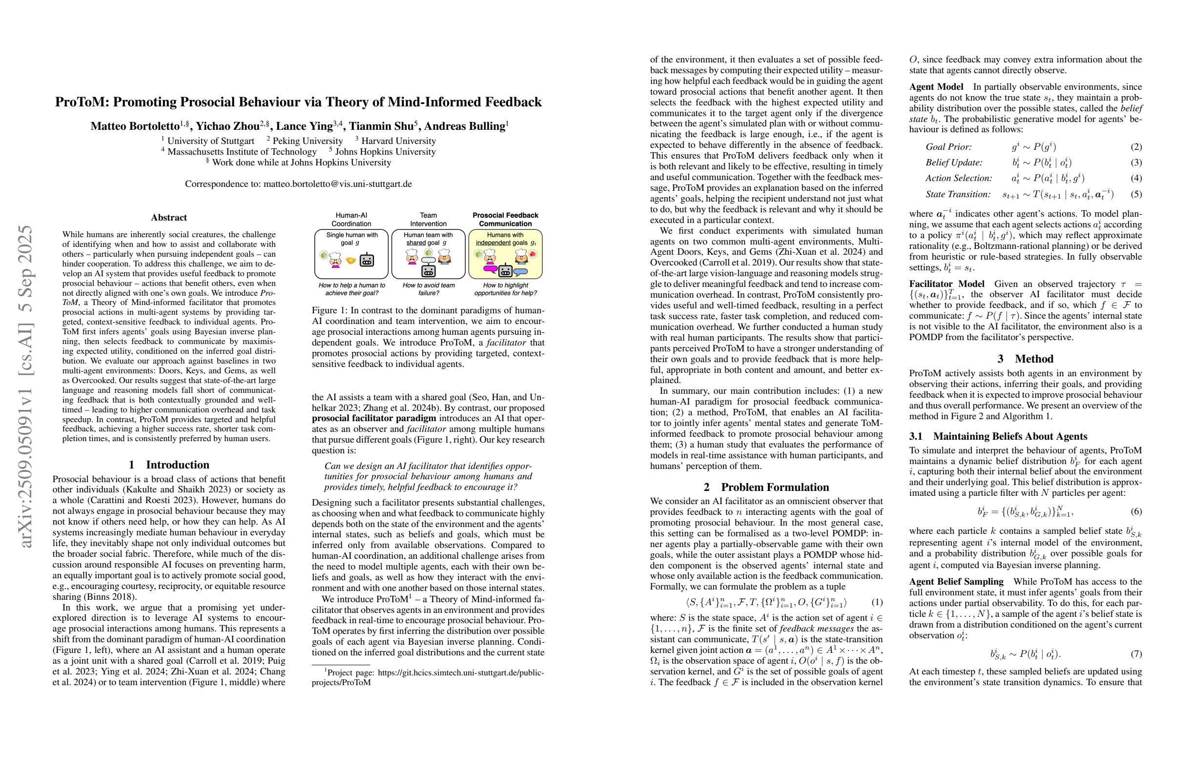 ProToM: Promoting Prosocial Behaviour via Theory of Mind-Informed Feedback