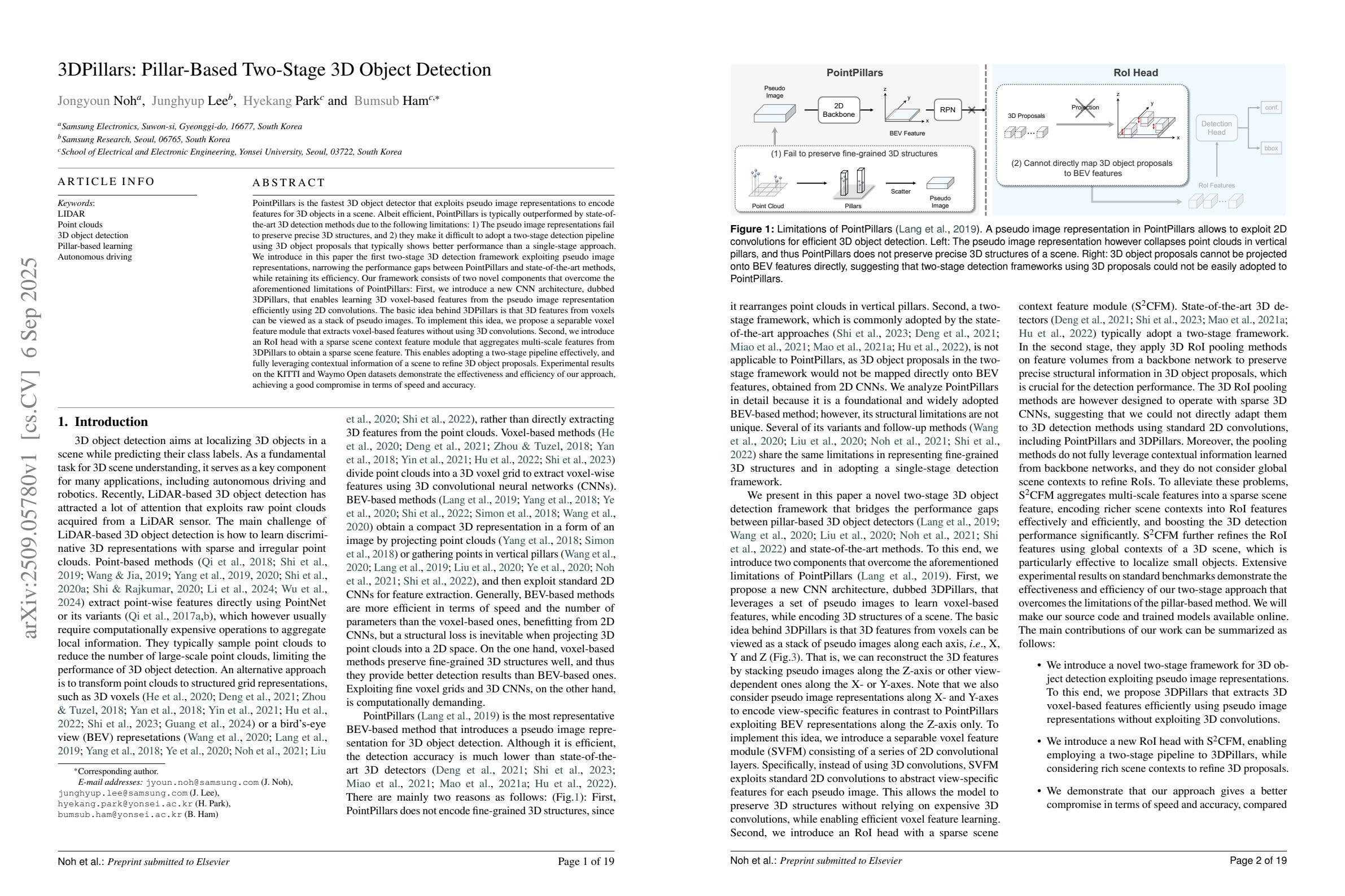 3DPillars: Pillar-based two-stage 3D object detection