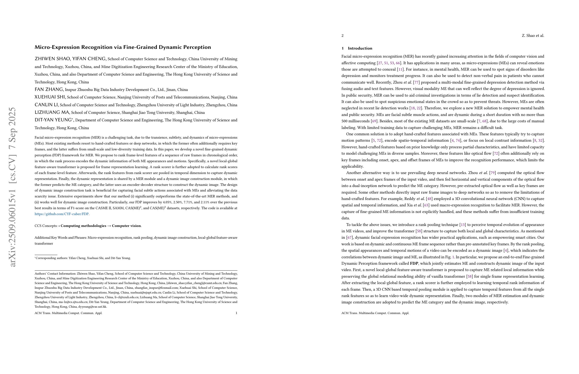 Micro-Expression Recognition via Fine-Grained Dynamic Perception