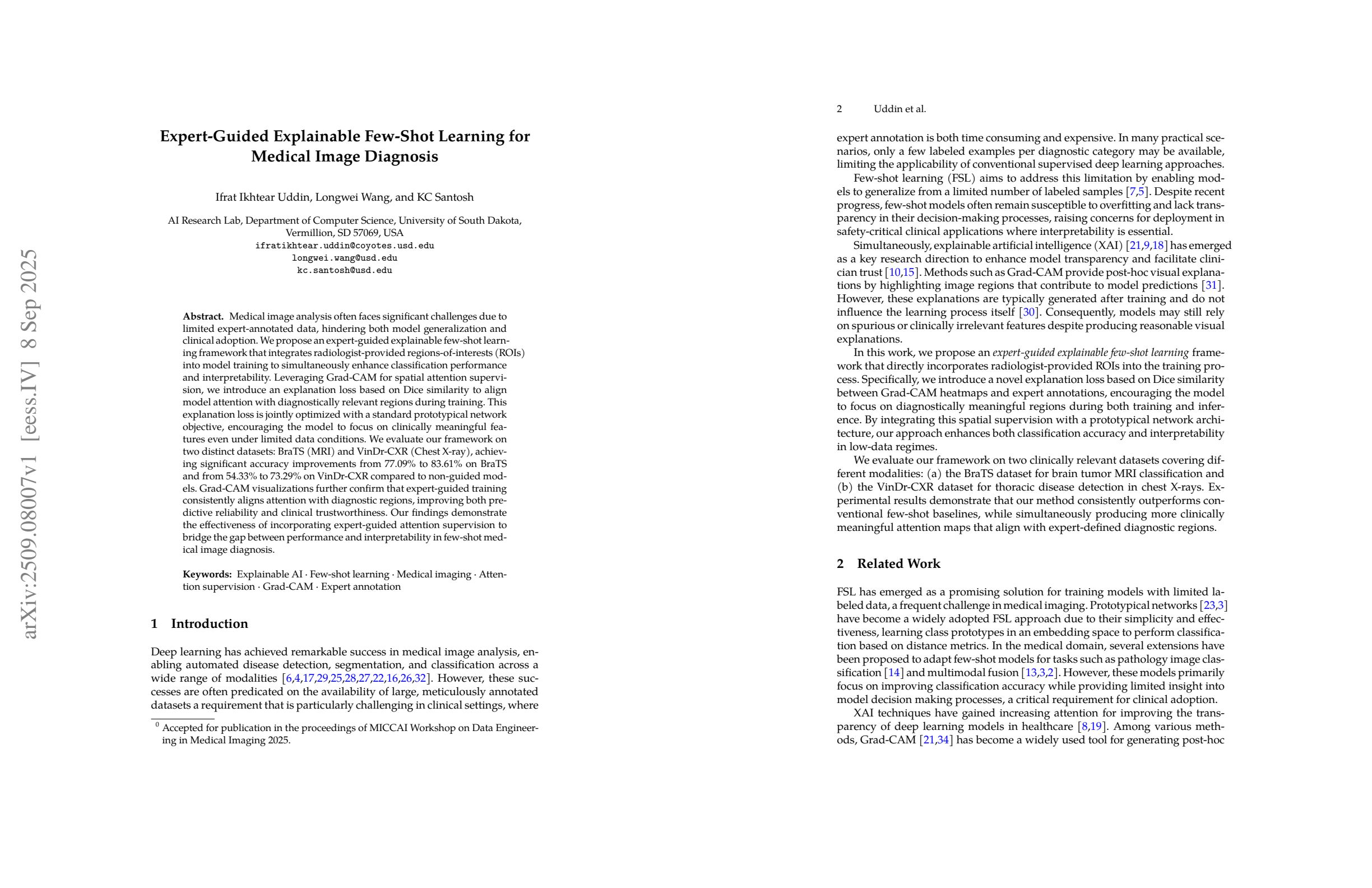 Expert-Guided Explainable Few-Shot Learning for Medical Image Diagnosis