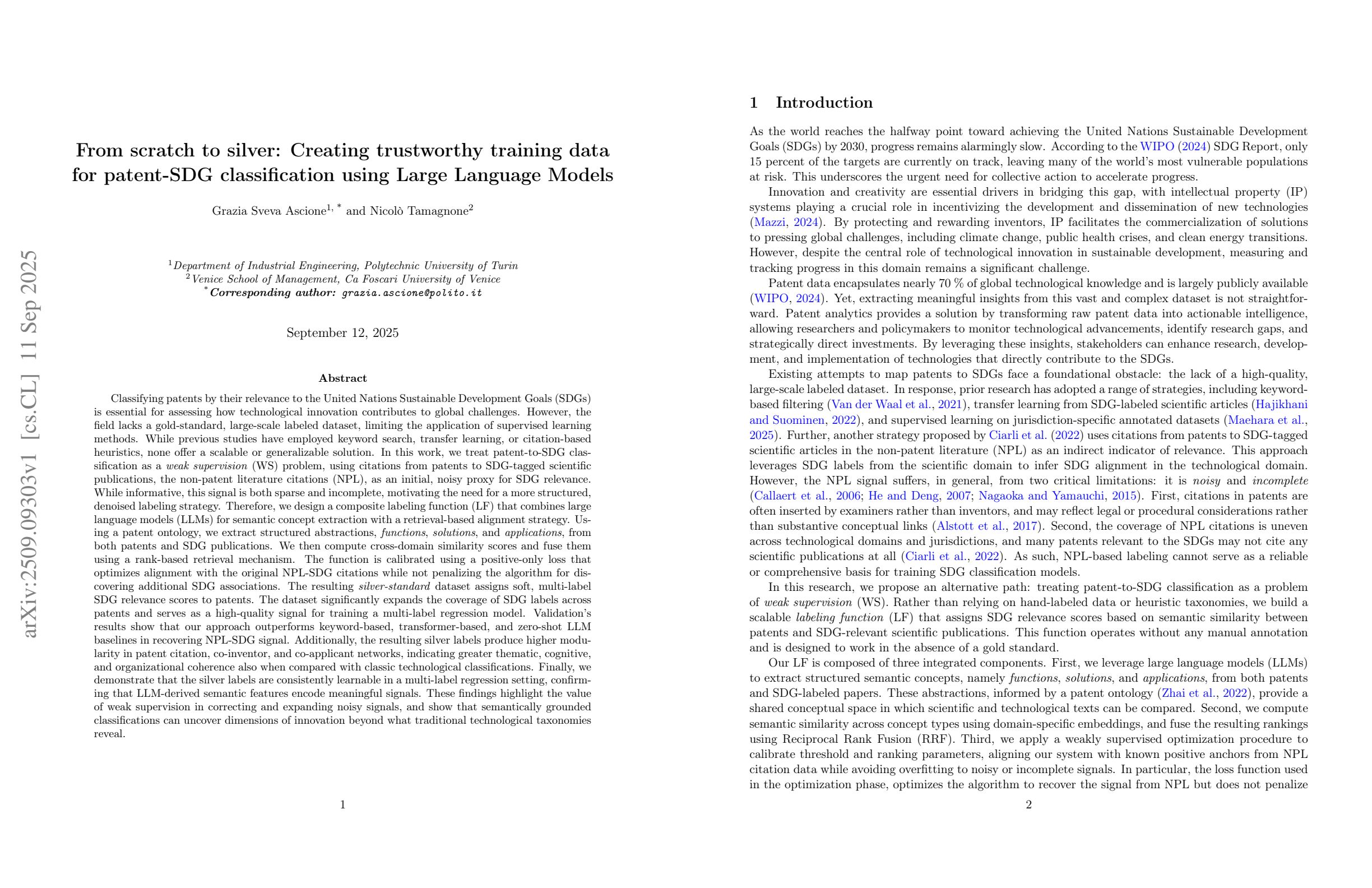 From scratch to silver: Creating trustworthy training data for patent-SDG classification using ...