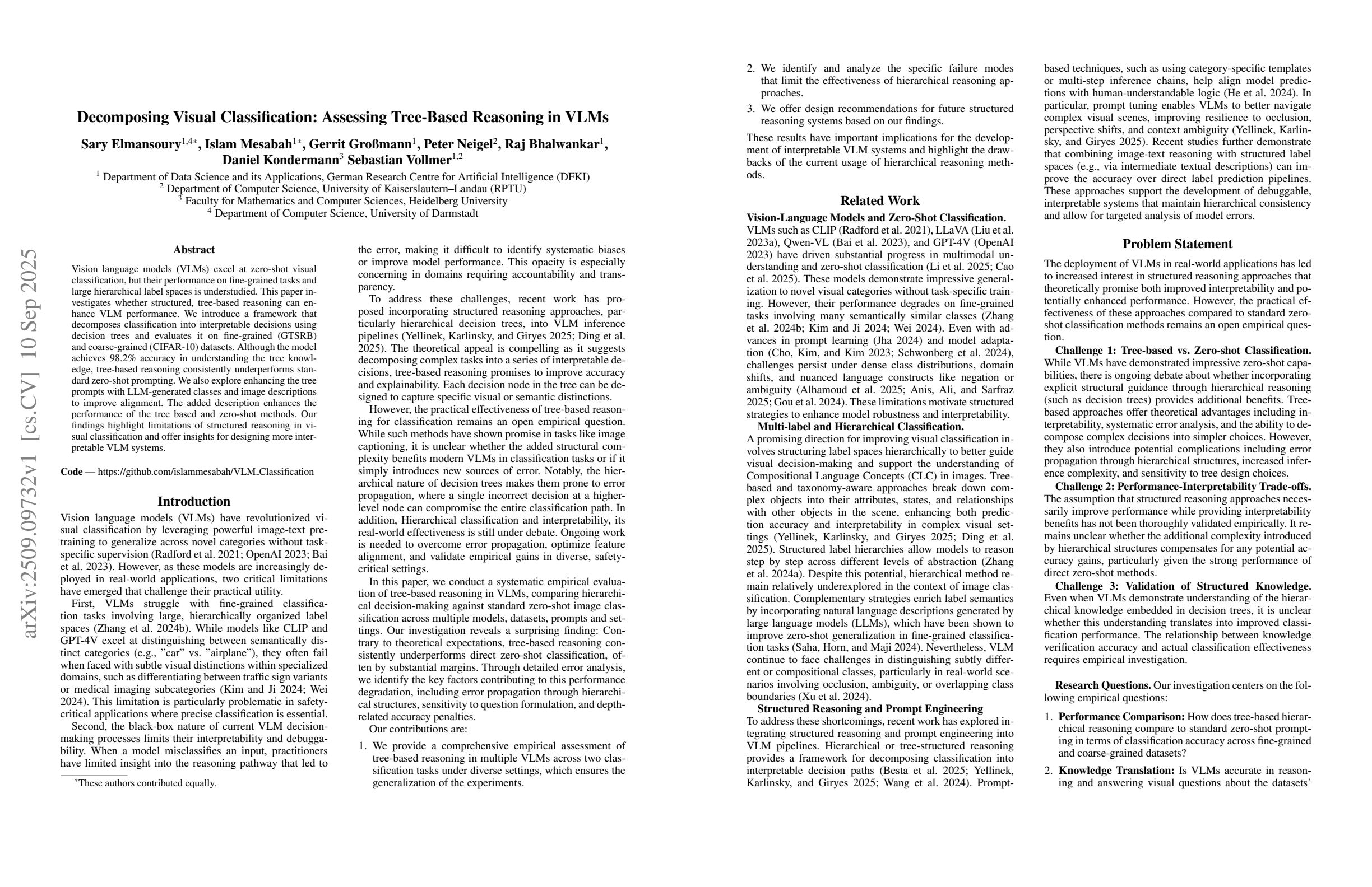 Decomposing Visual Classification: Assessing Tree-Based Reasoning in VLMs