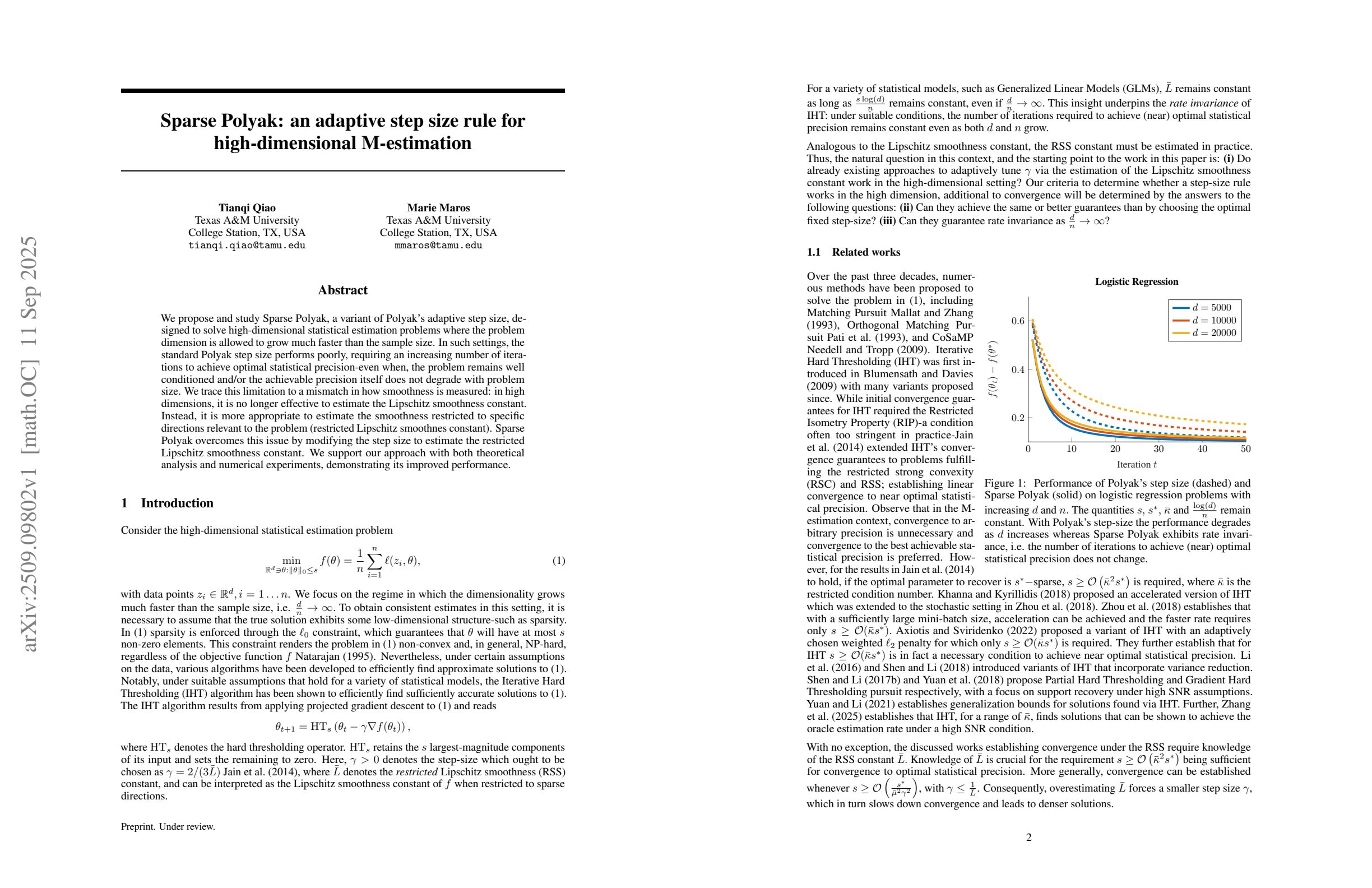 Sparse Polyak: an adaptive step size rule for high-dimensional M-estimation