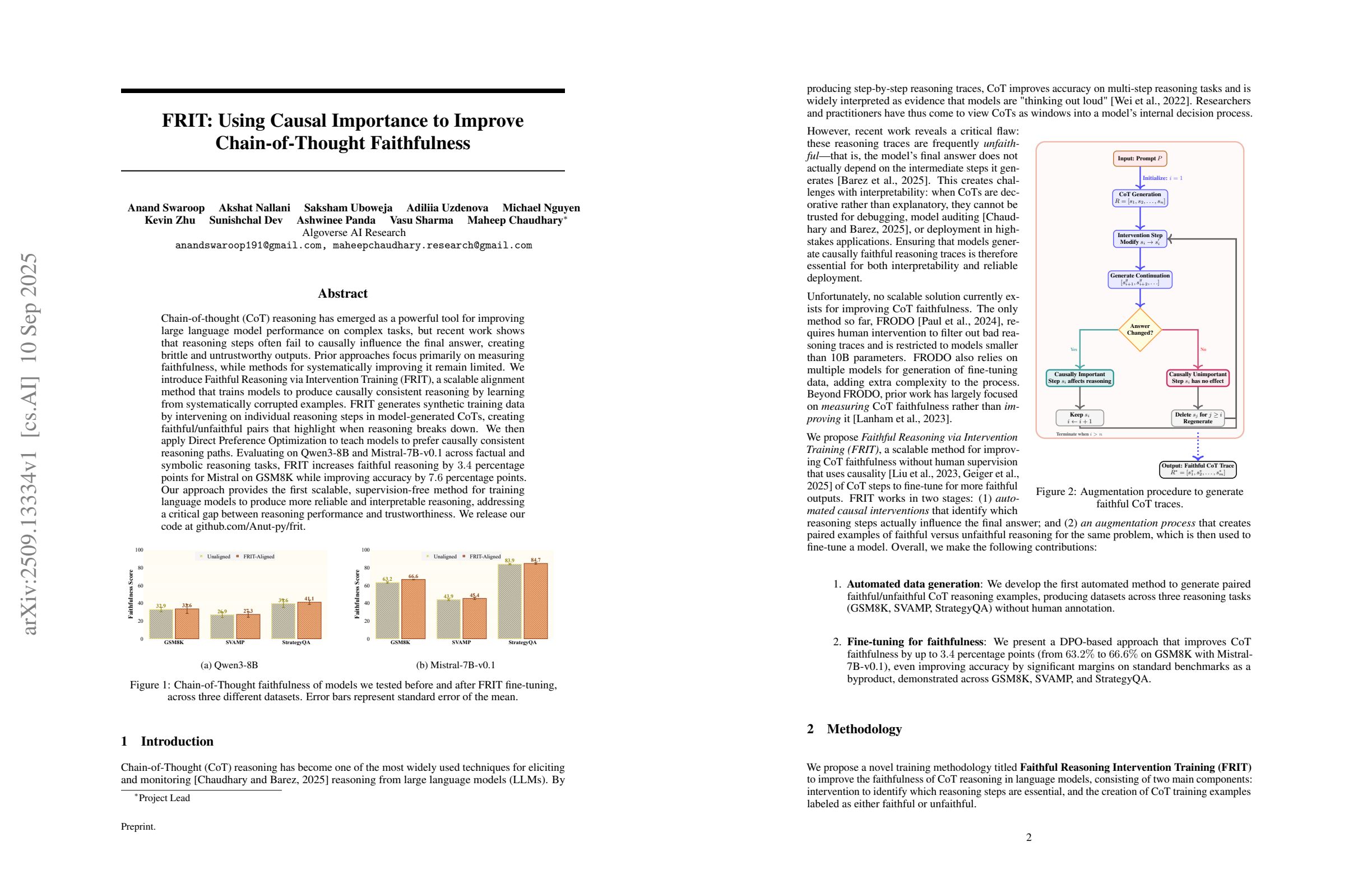 FRIT: Using Causal Importance to Improve Chain-of-Thought Faithfulness