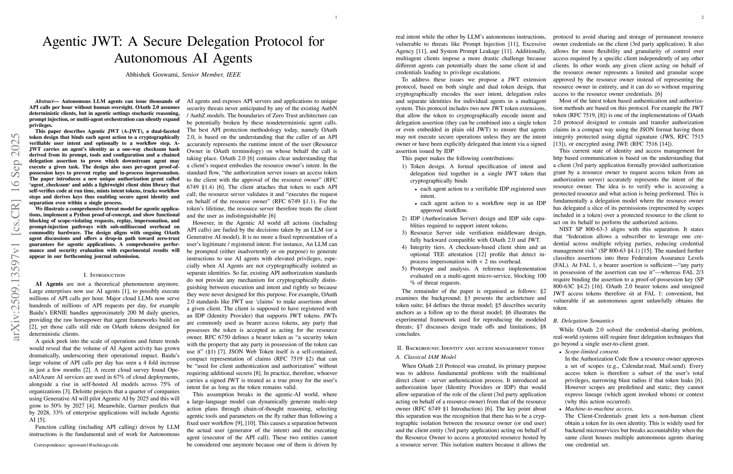 Agentic JWT: A Secure Delegation Protocol for Autonomous AI Agents