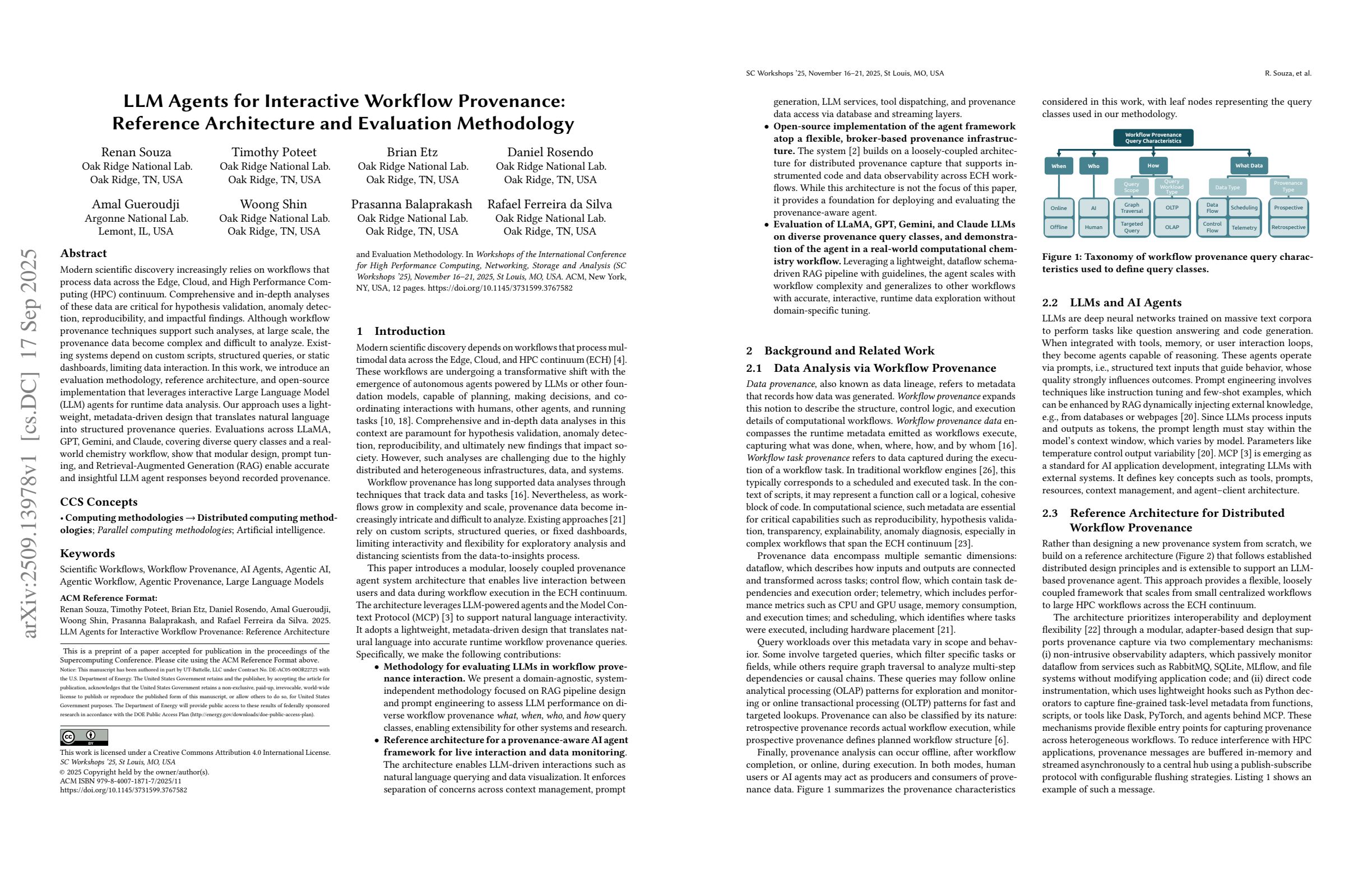 LLM Agents for Interactive Workflow Provenance: Reference Architecture ...