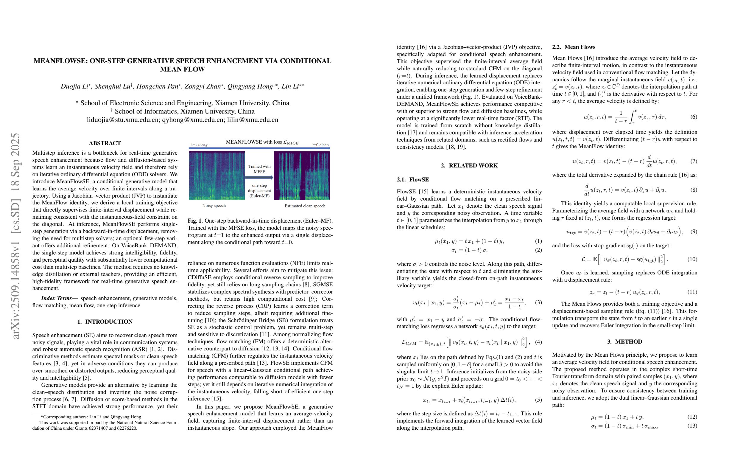 MeanFlowSE: one-step generative speech enhancement via conditional mean flow