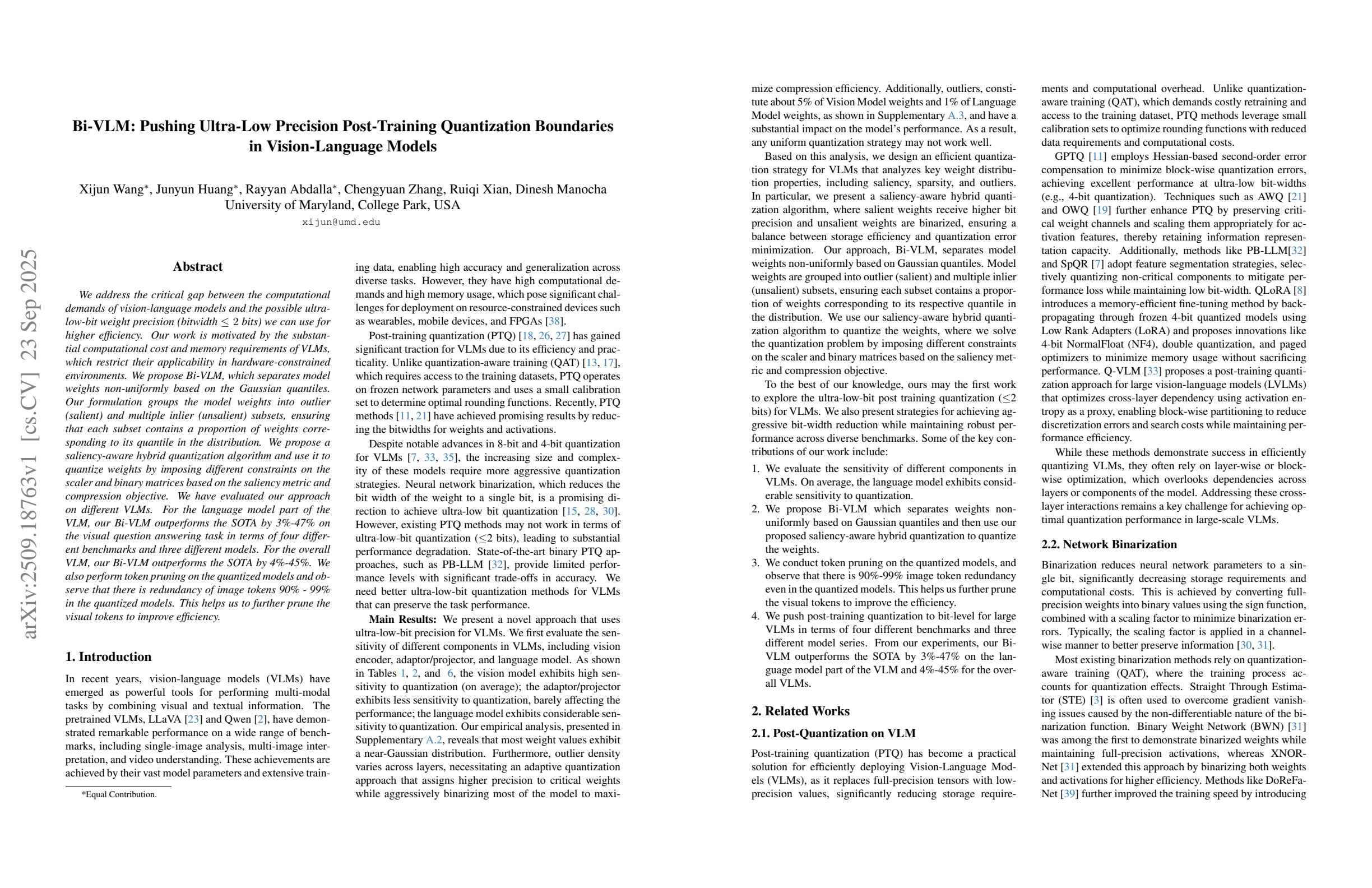 Bi-VLM: Pushing Ultra-Low Precision Post-Training Quantization ...