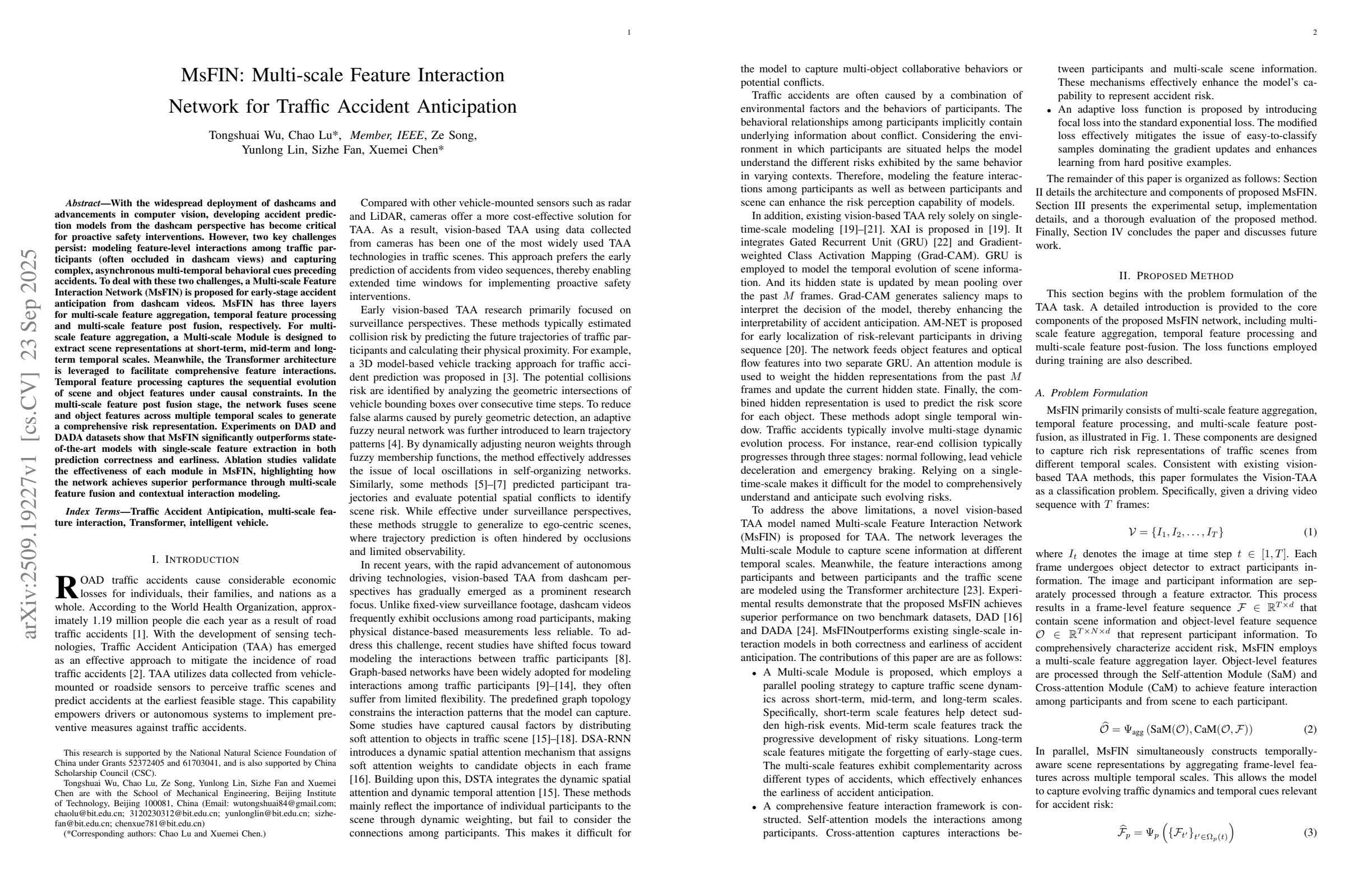 MsFIN: Multi-scale Feature Interaction Network for Traffic Accident ...