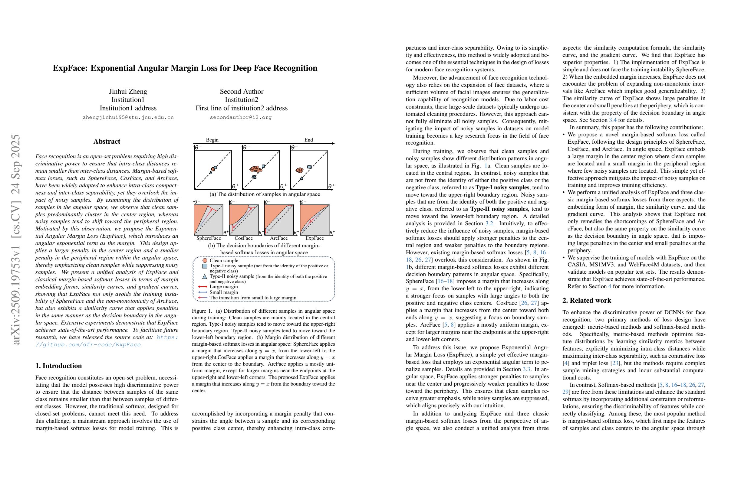 ExpFace: Exponential Angular Margin Loss for Deep Face Recognition