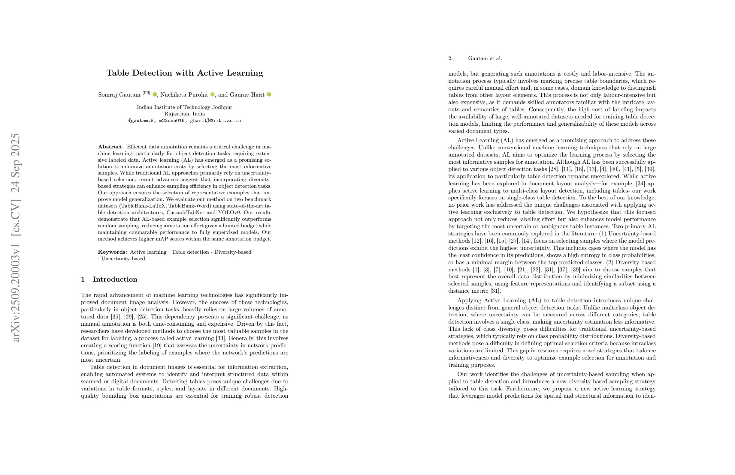 Table Detection with Active Learning