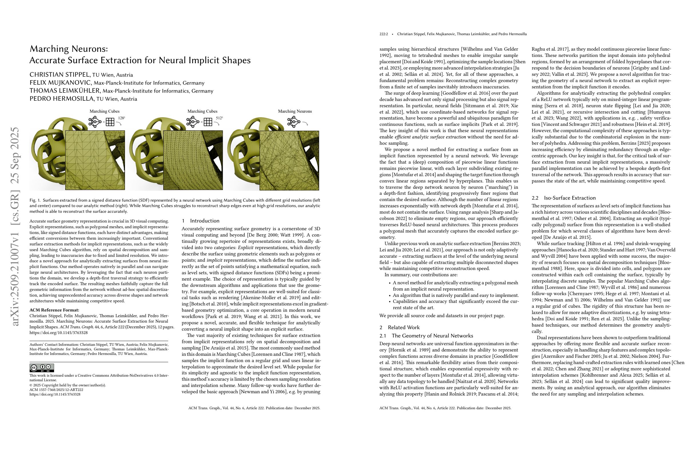 Marching Neurons: Accurate Surface Extraction for Neural Implicit Shapes