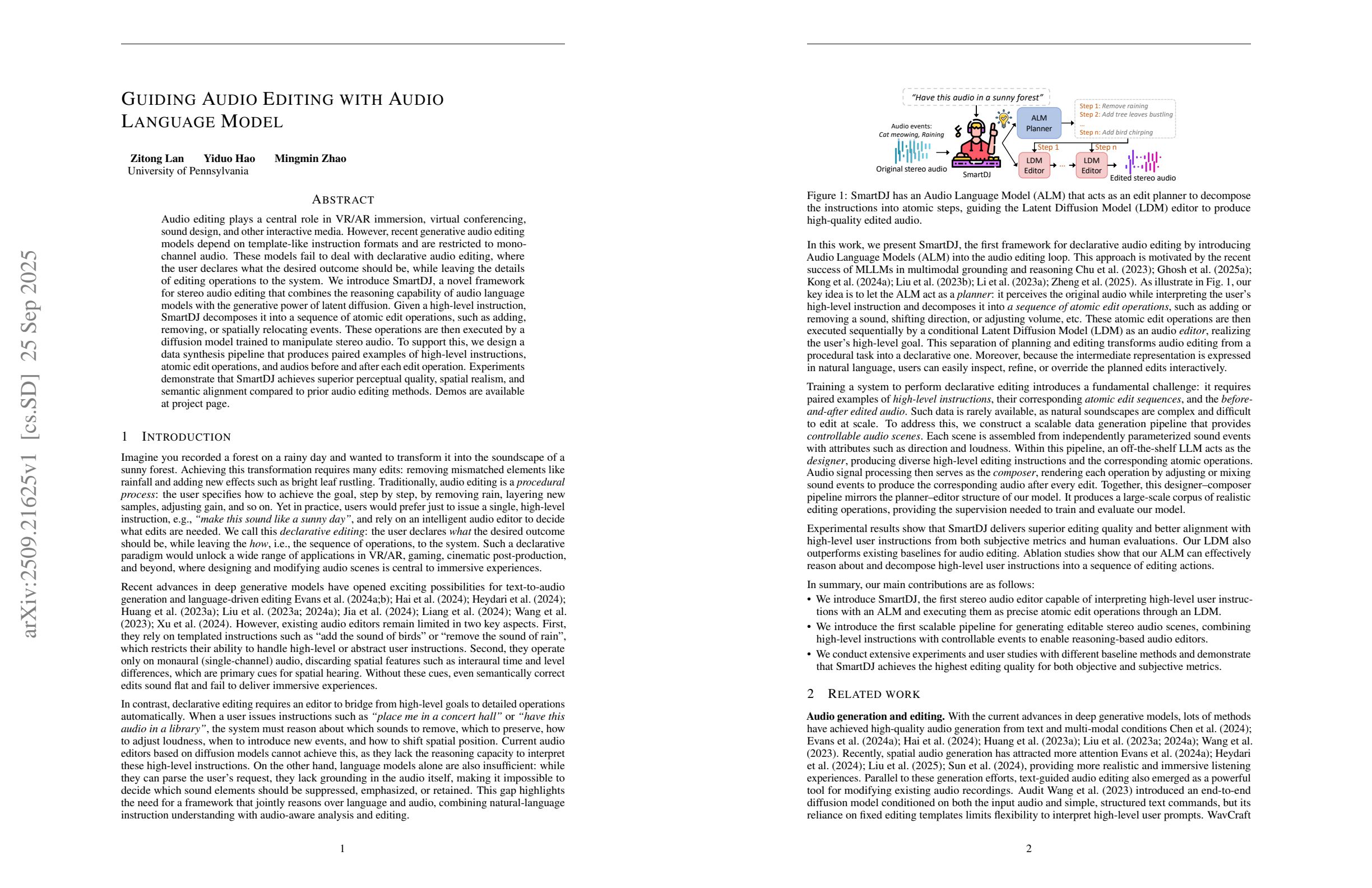 Guiding Audio Editing with Audio Language Model