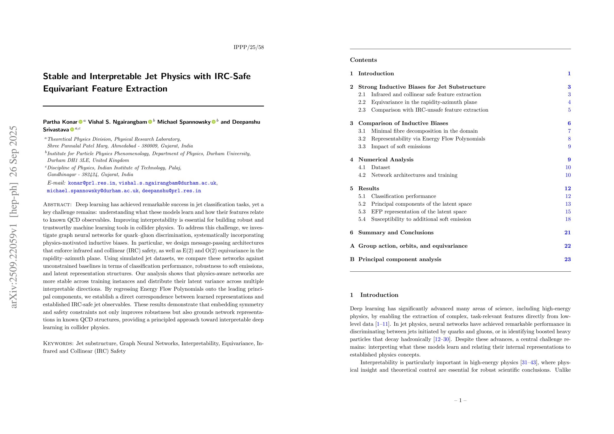 Stable and Interpretable Jet Physics with IRC-Safe Equivariant Feature ...