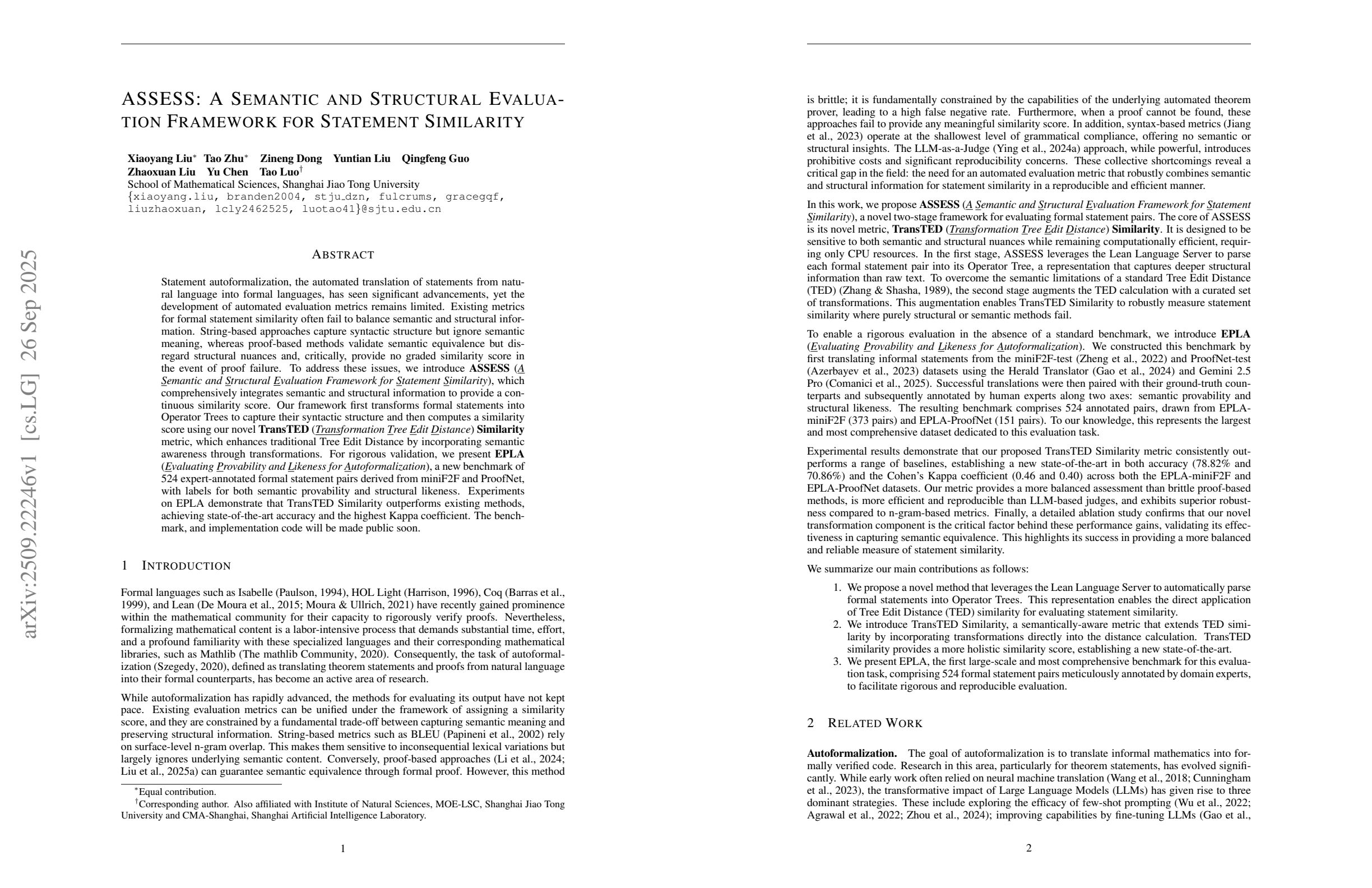 ASSESS: A Semantic and Structural Evaluation Framework for Statement ...