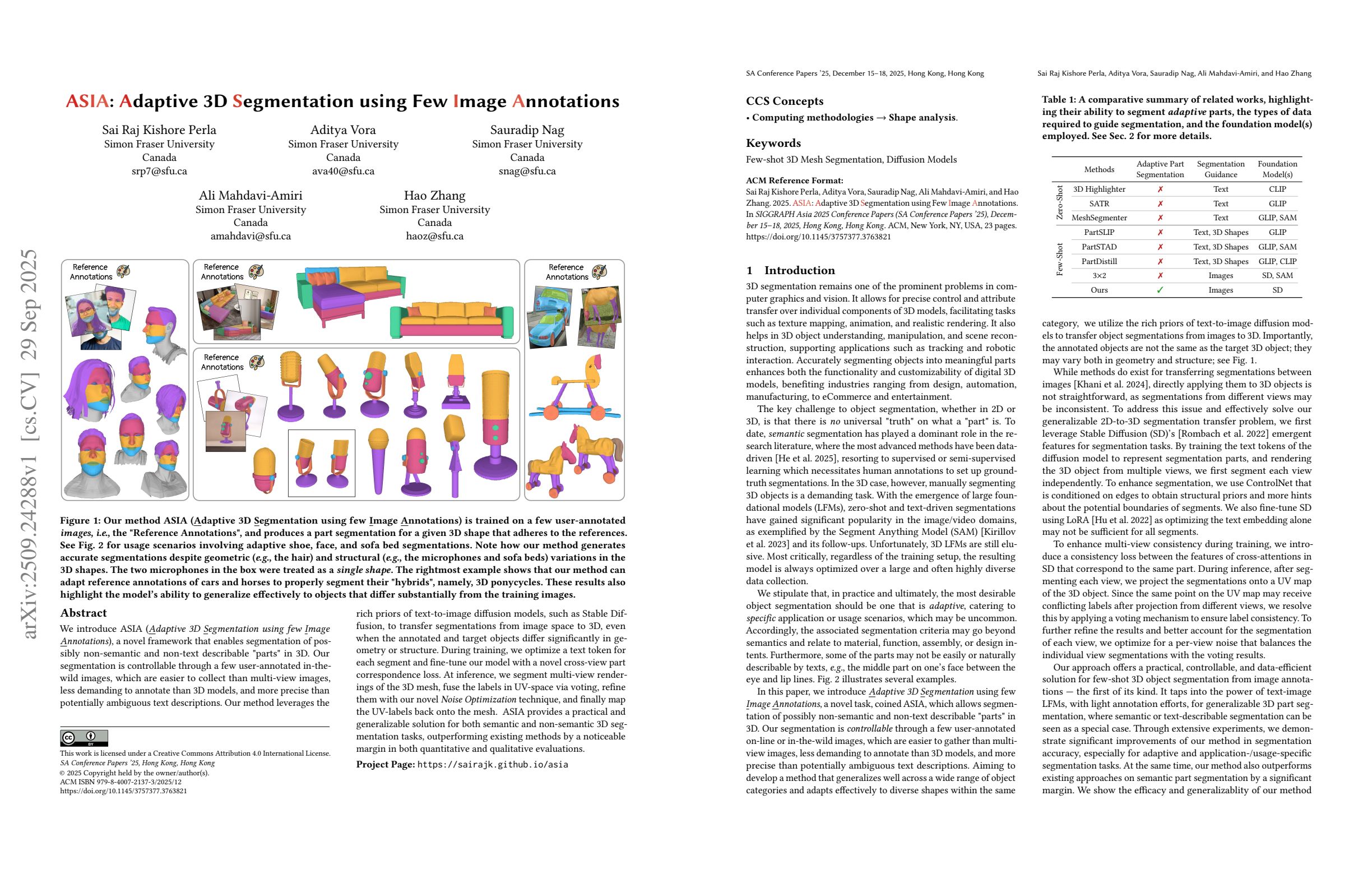 ASIA: Adaptive 3D Segmentation using Few Image Annotations