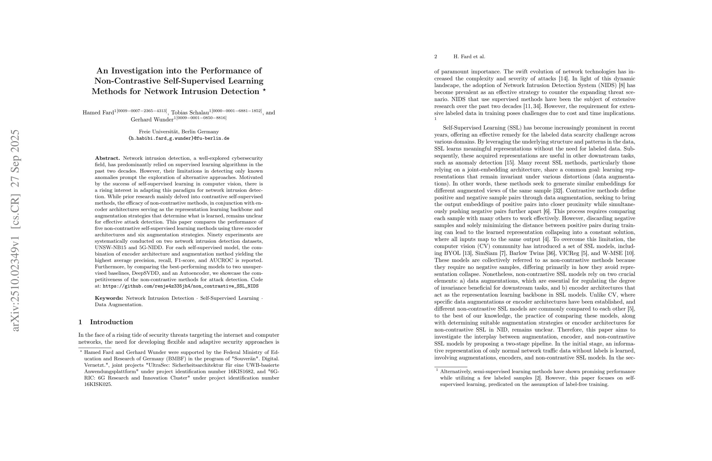 An Investigation into the Performance of Non-Contrastive Self ...