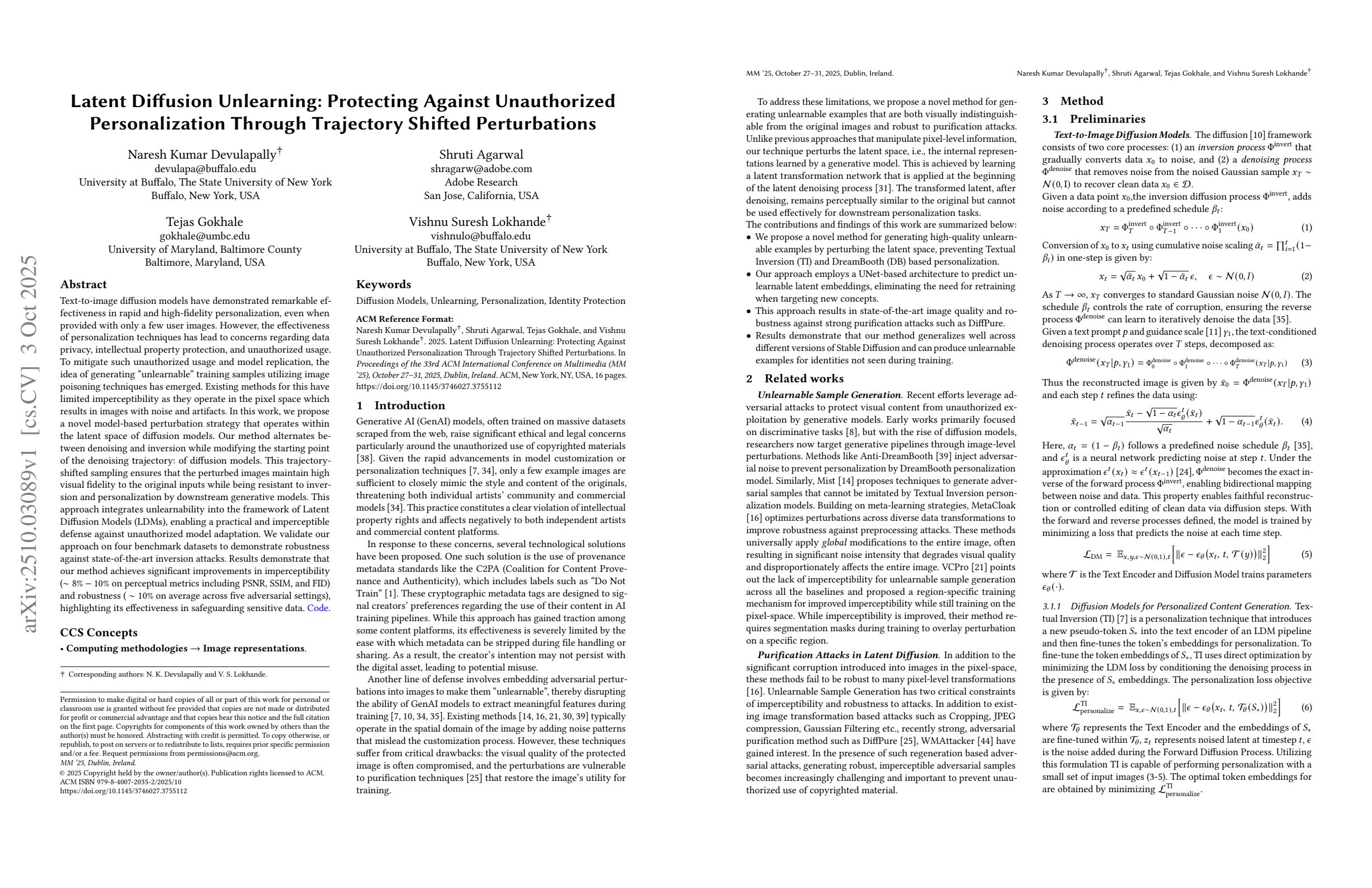 Latent Diffusion Unlearning: Protecting Against Unauthorized Personalization Through Trajectory ...