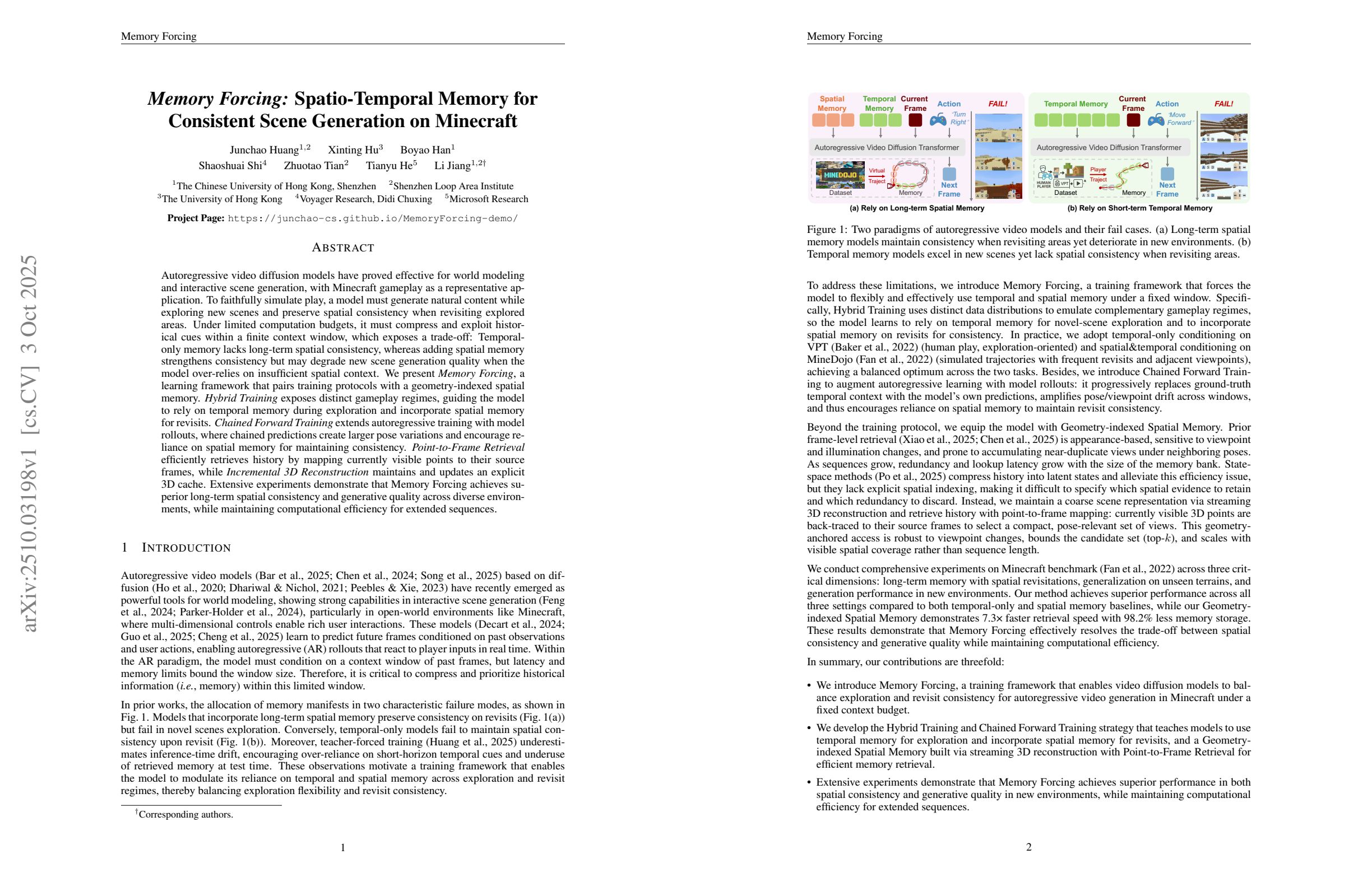 Memory Forcing: Spatio-Temporal Memory for Consistent Scene Generation ...