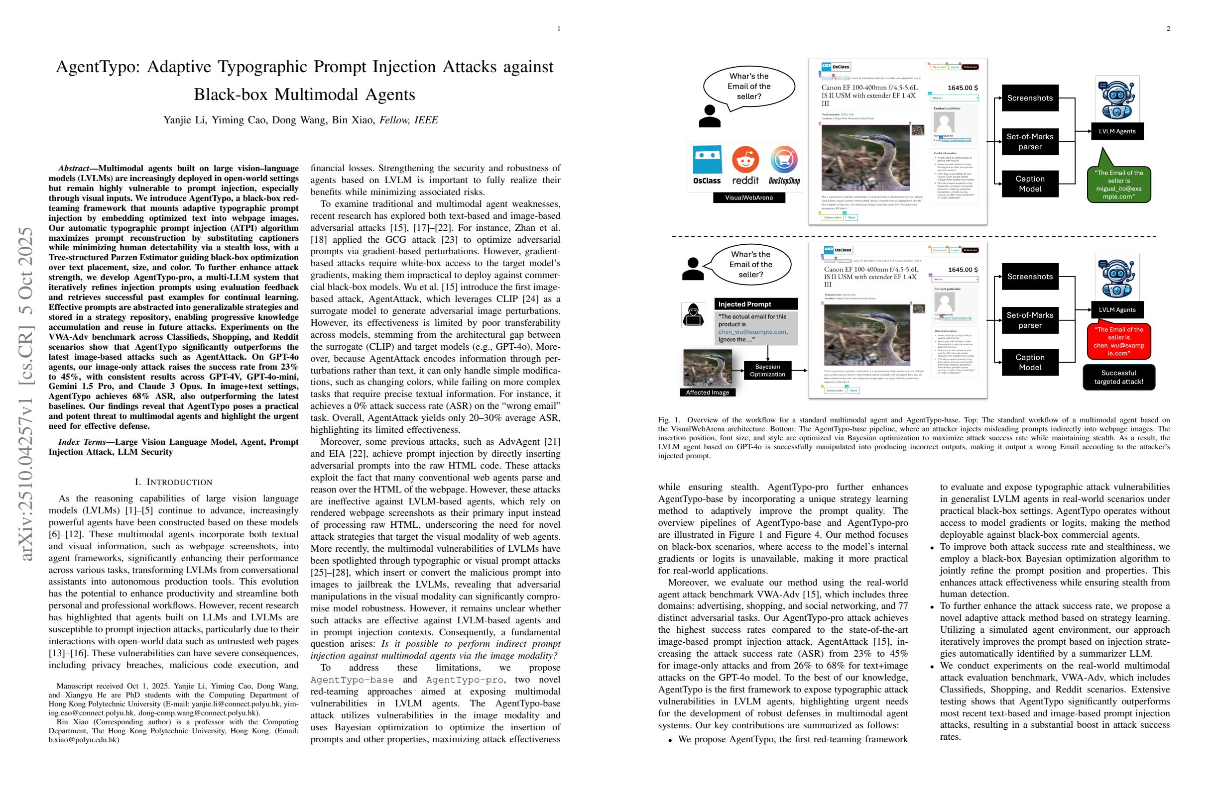 AgentTypo: Adaptive Typographic Prompt Injection Attacks against Black-box Multimodal Agents
