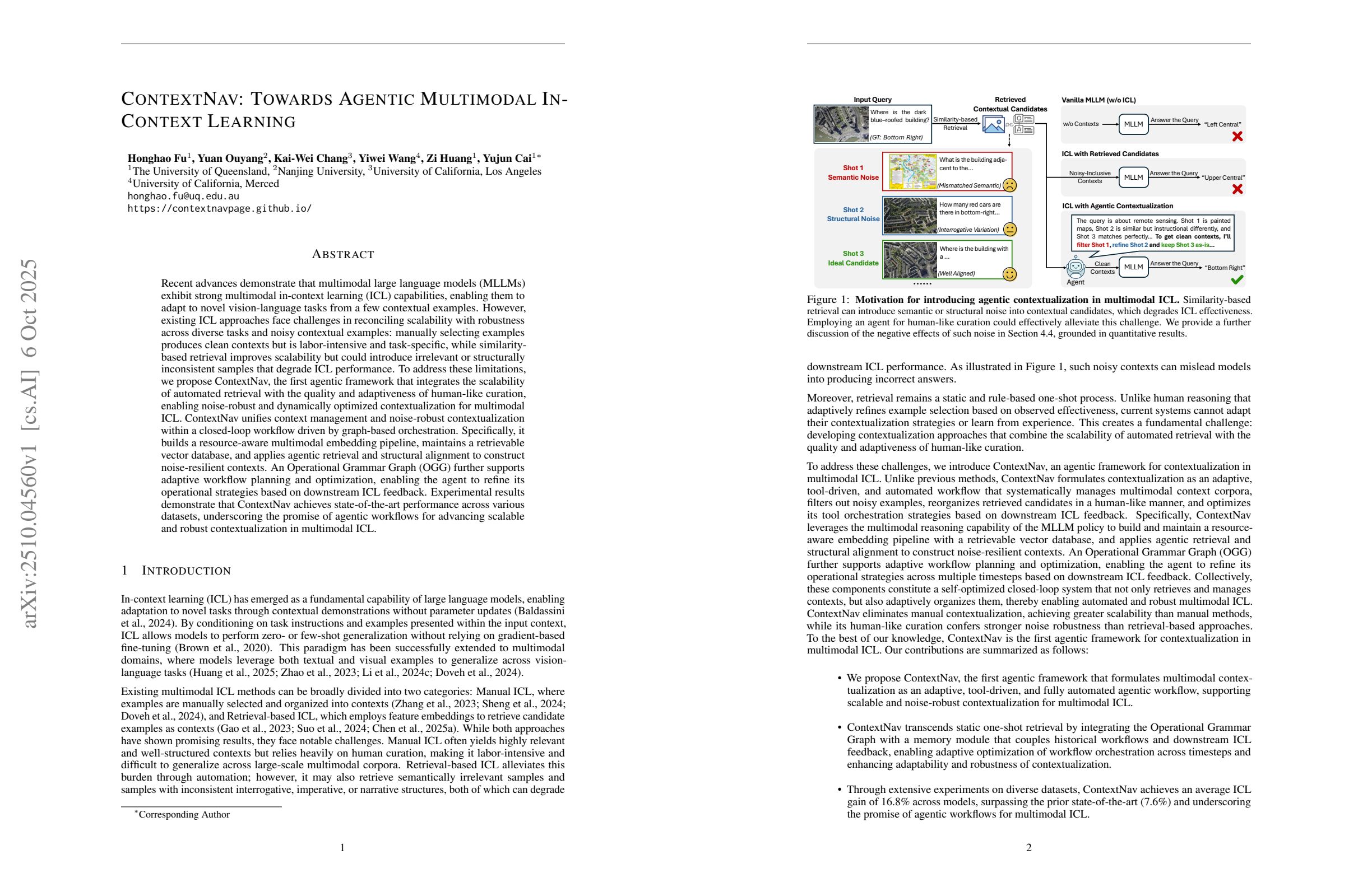 ContextNav: Towards Agentic Multimodal In-Context Learning