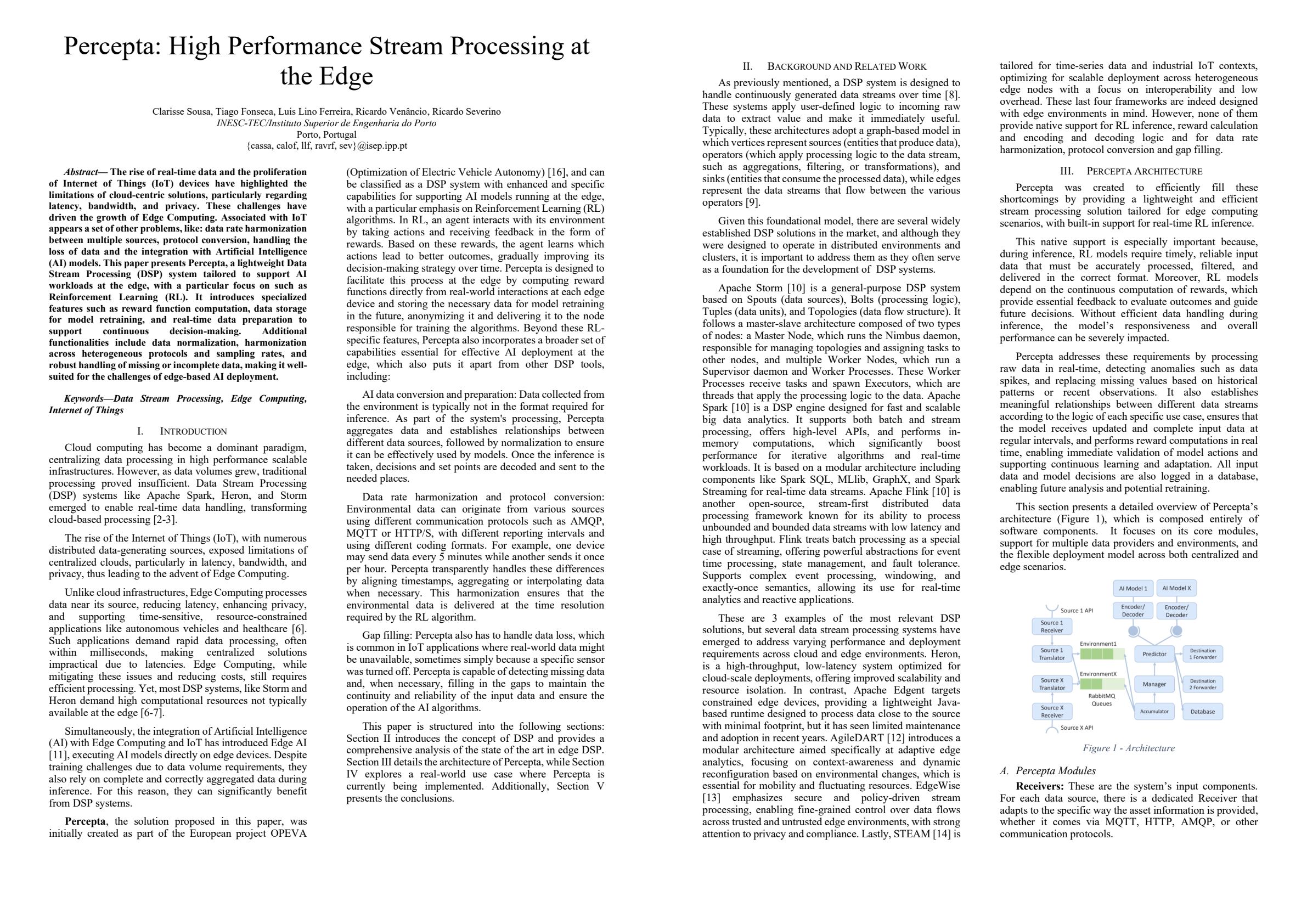 Percepta: High Performance Stream Processing at the Edge