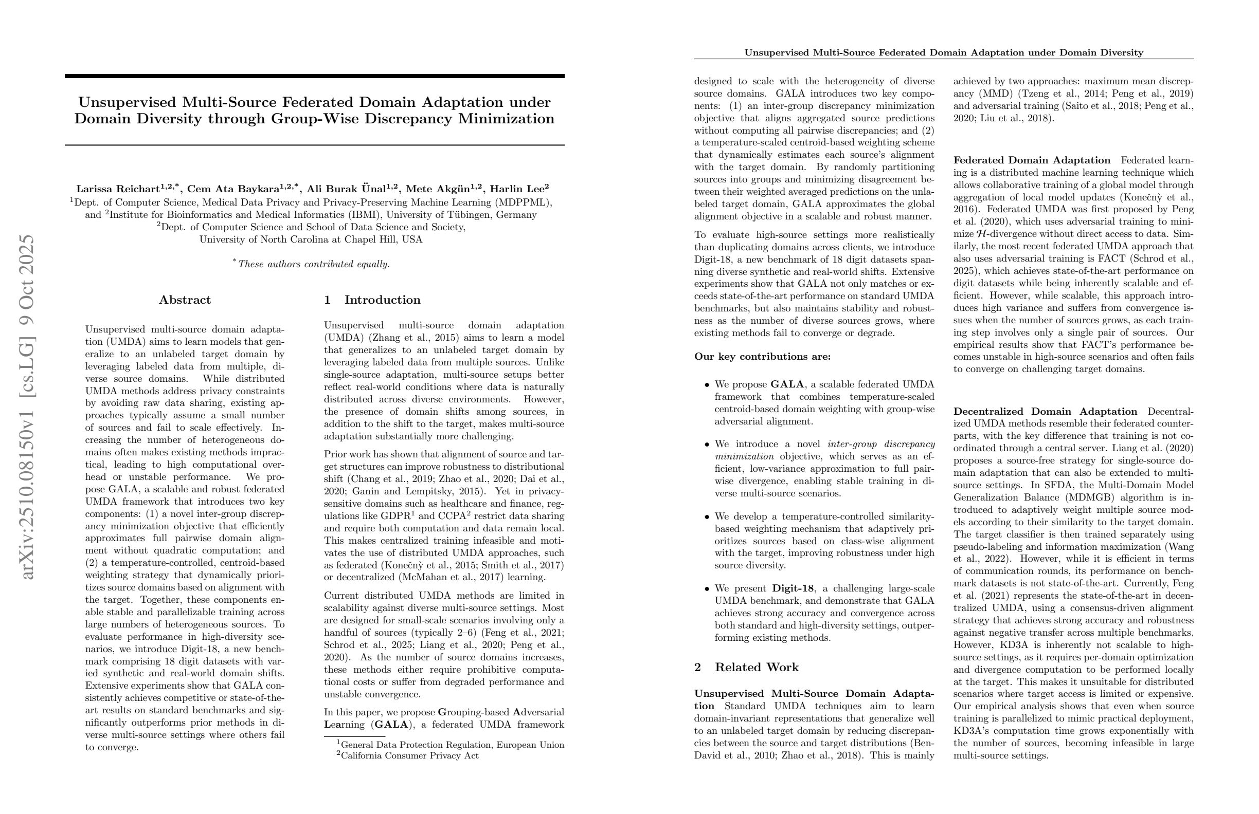 Unsupervised Multi-Source Federated Domain Adaptation under Domain Diversity through Group-Wise ...