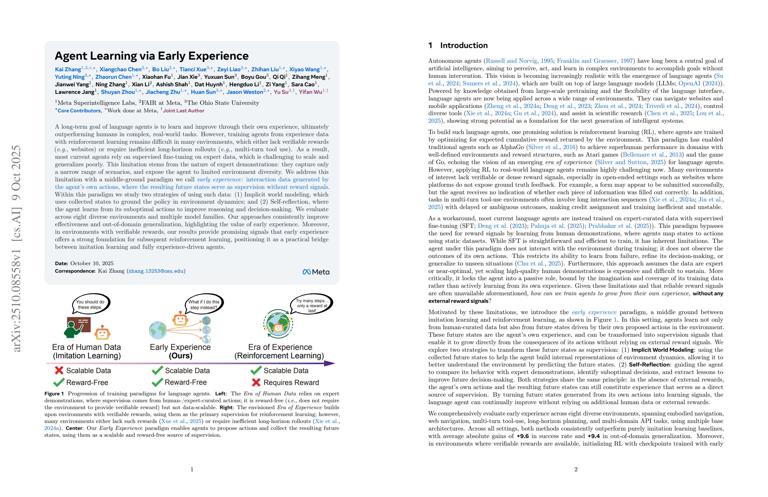 Agent Learning via Early Experience