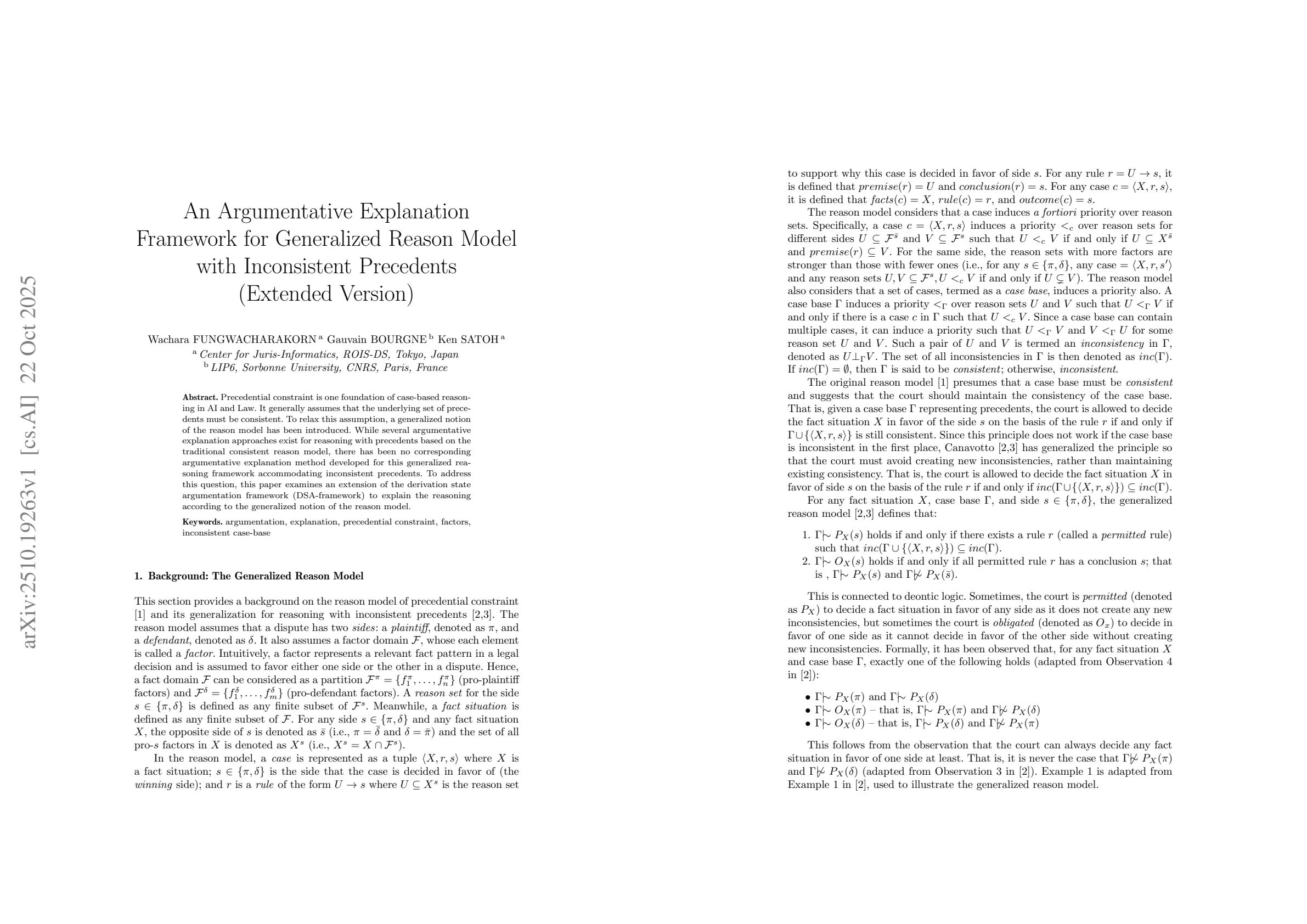 An Argumentative Explanation Framework for Generalized Reason Model ...