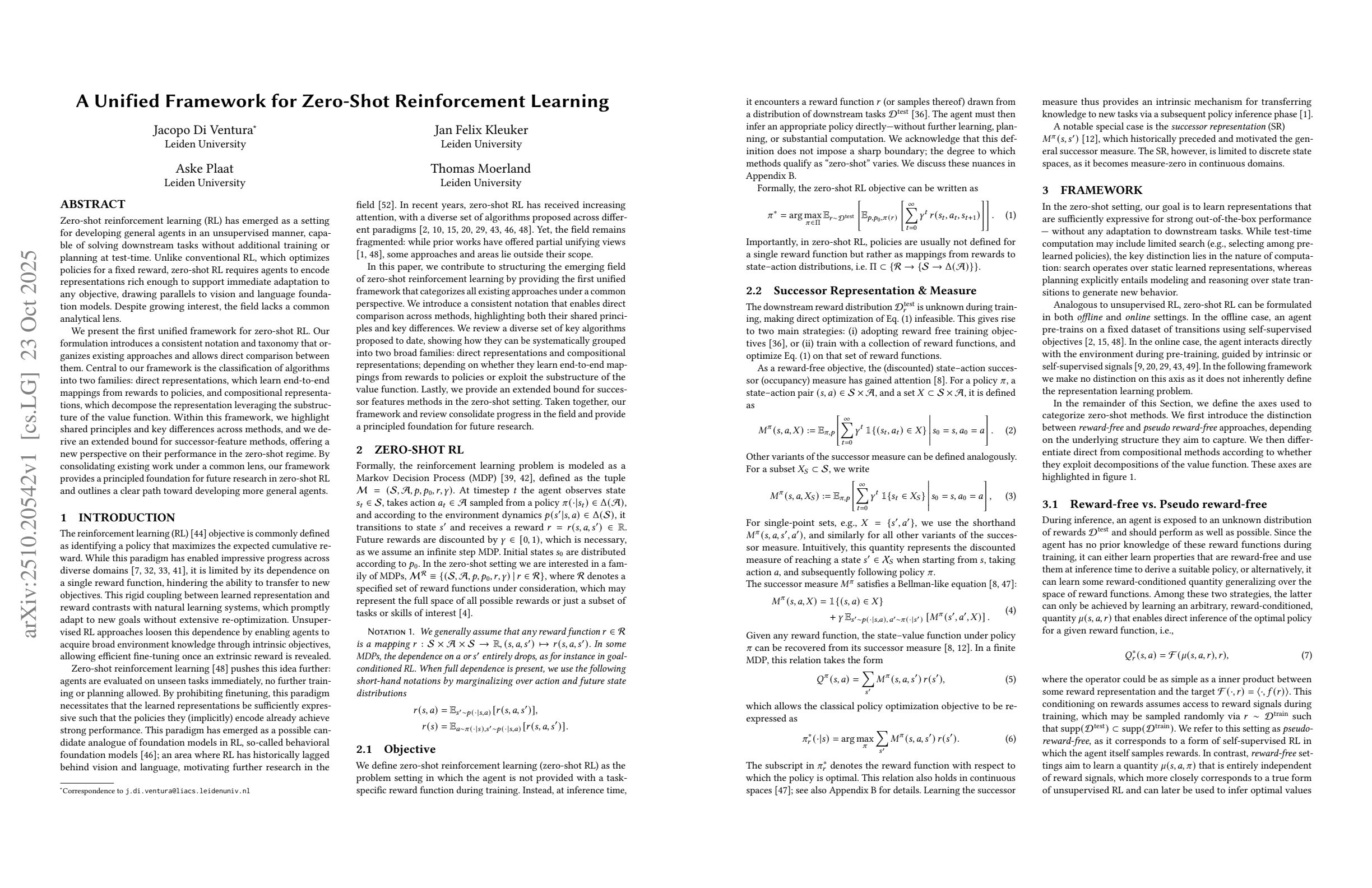 A Unified Framework for Zero-Shot Reinforcement Learning