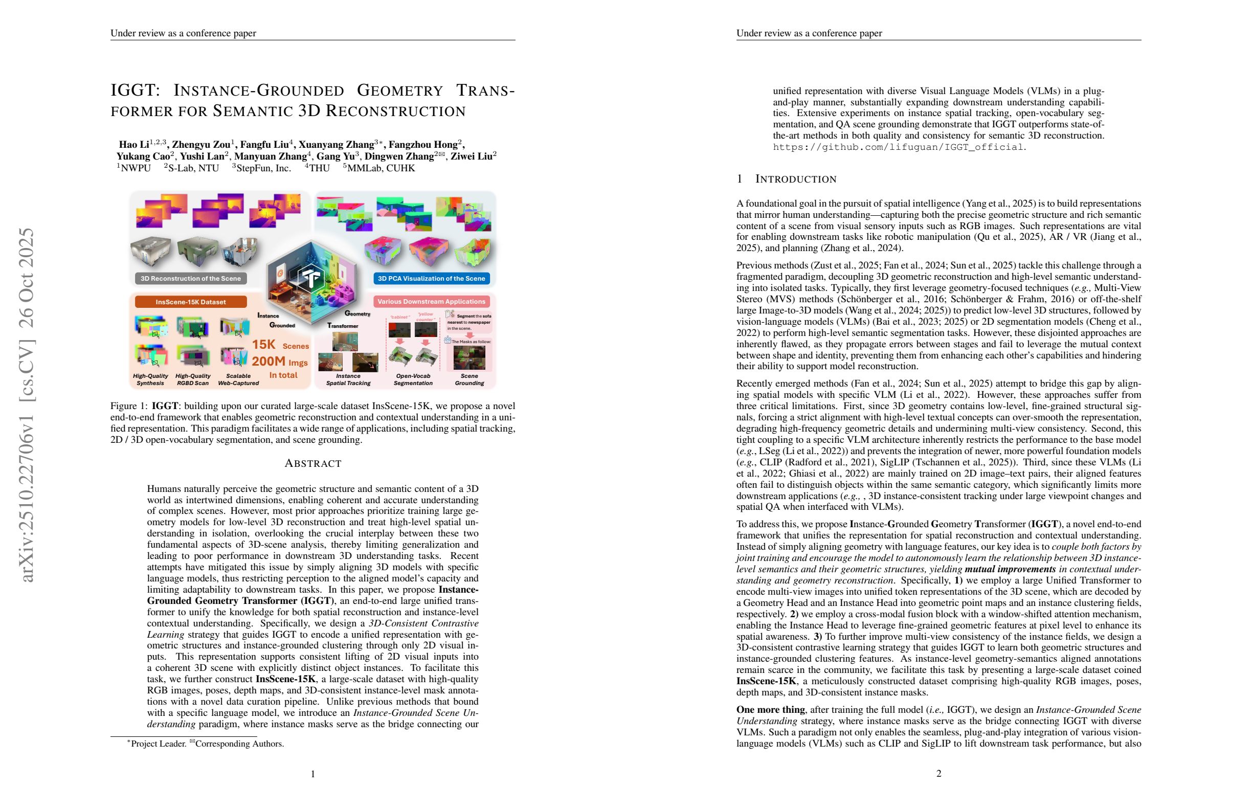 IGGT: Instance-Grounded Geometry Transformer for Semantic 3D Reconstruction